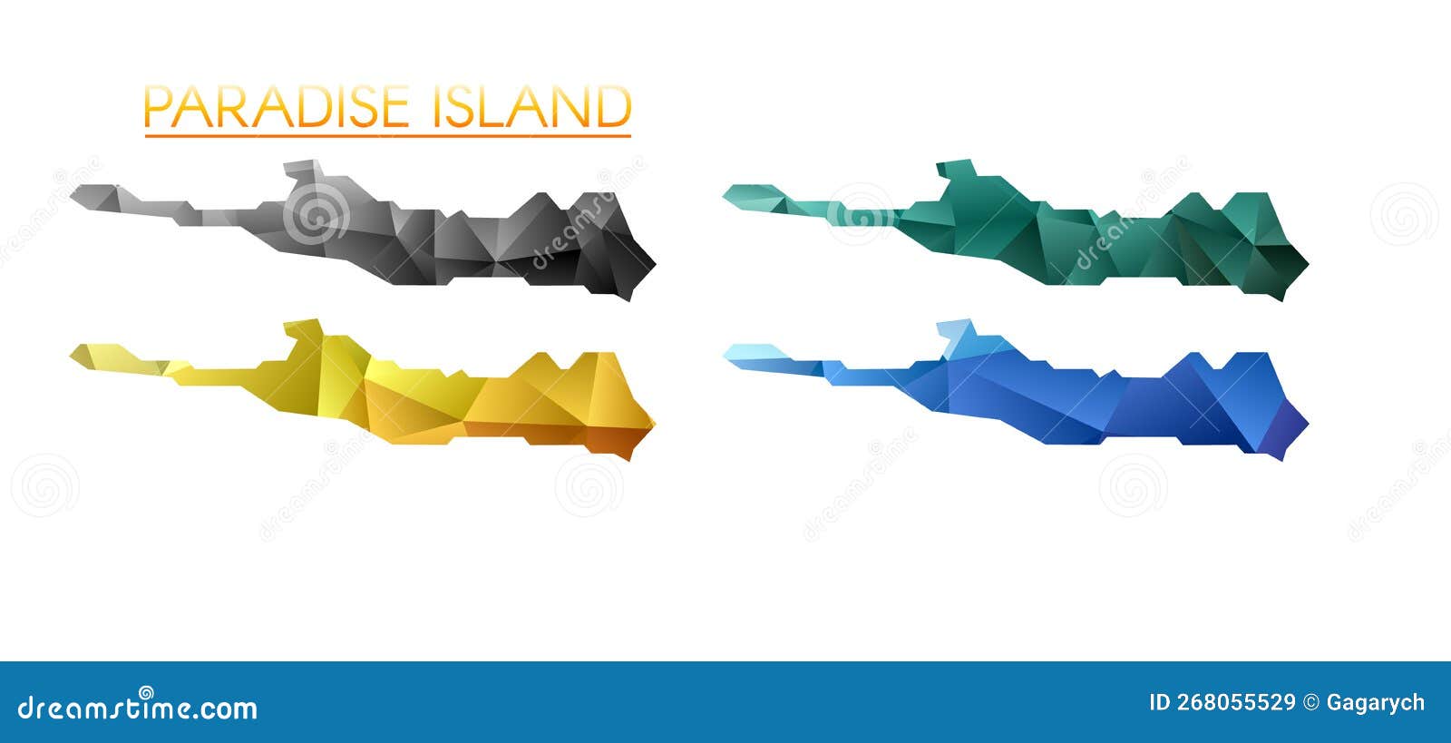 Set of Vector Polygonal Maps of Paradise Island. Stock Vector ...
