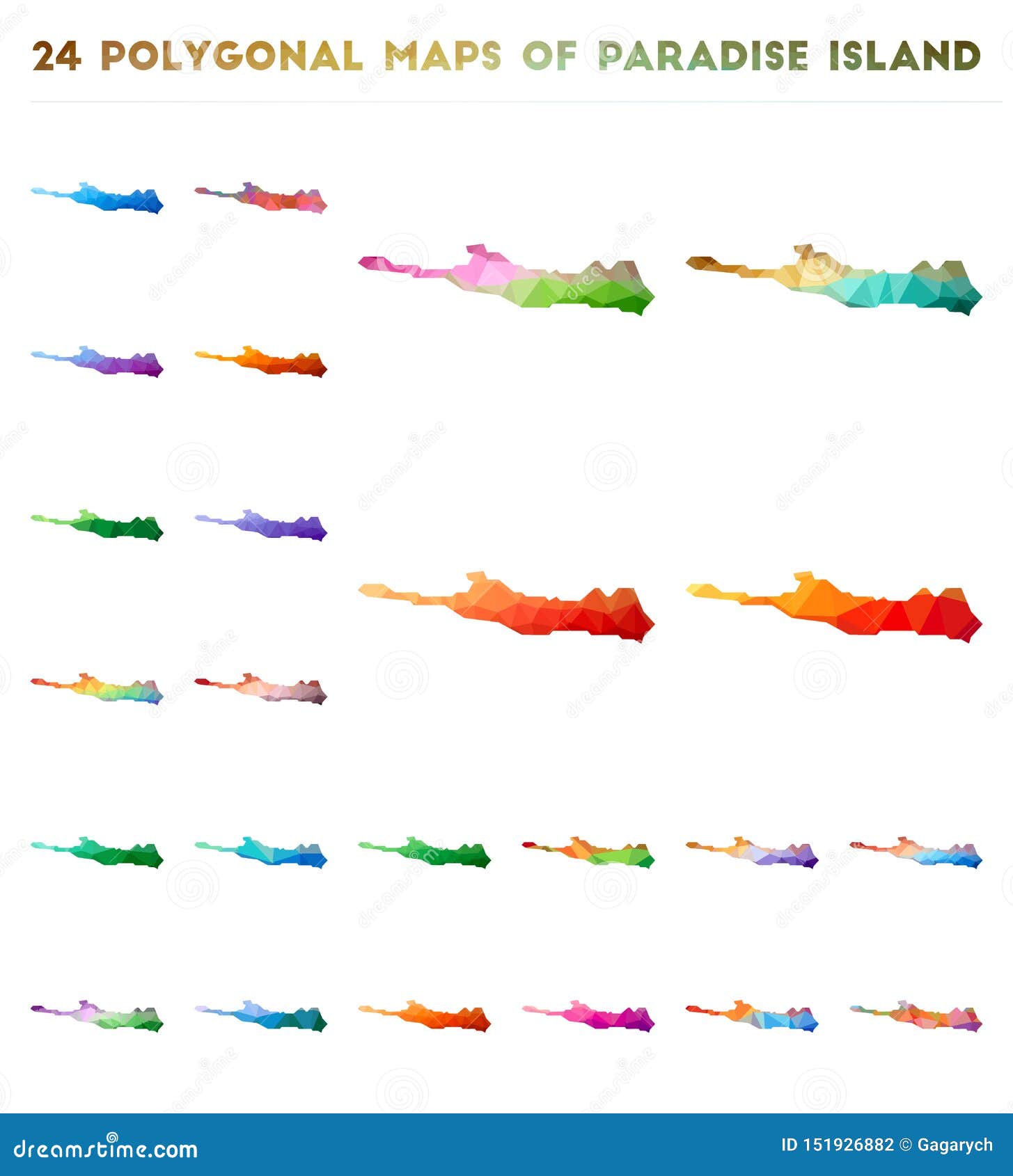 Set of Vector Polygonal Maps of Paradise Island. Stock Vector ...
