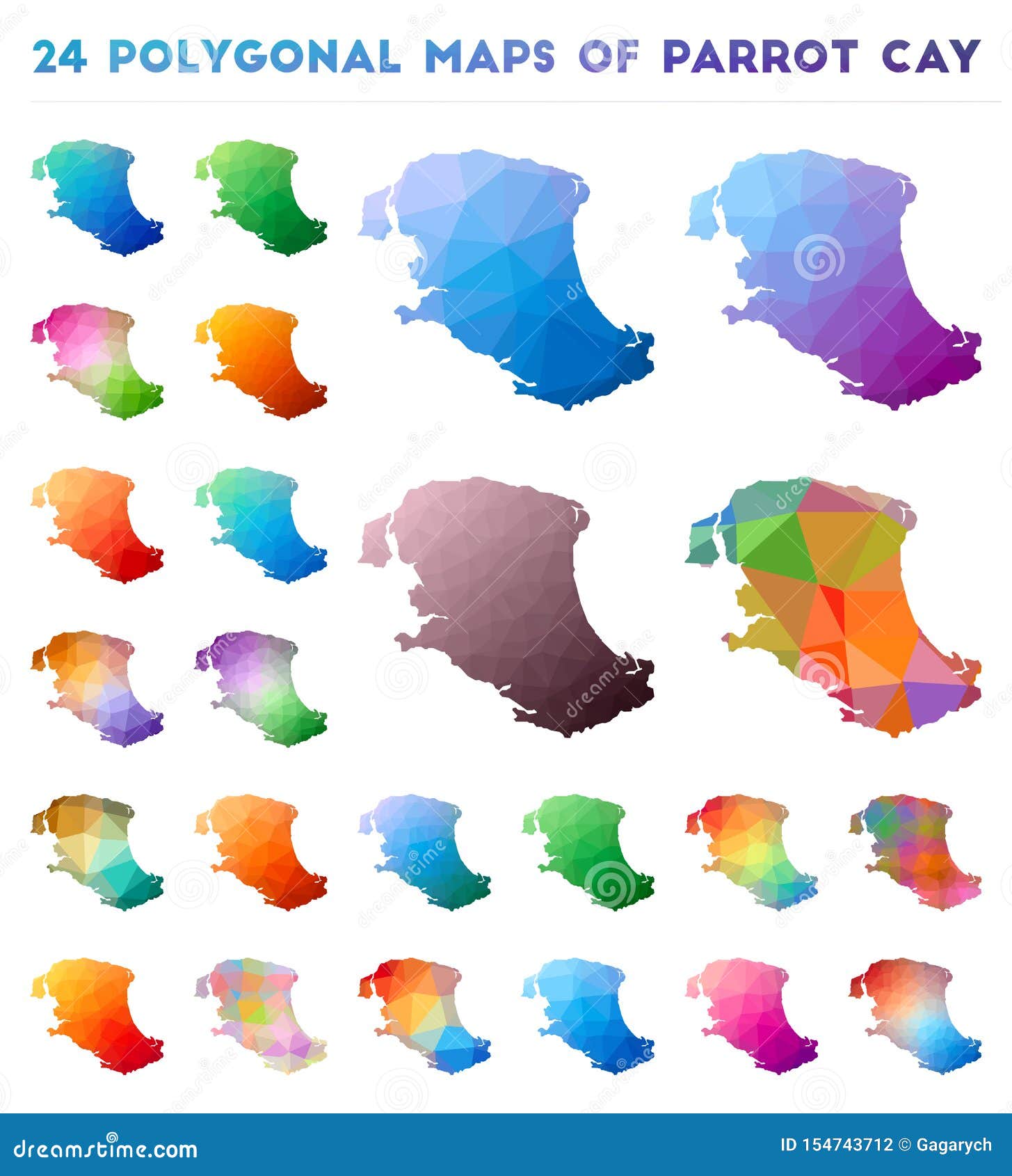 Set of Vector Polygonal Maps of Parrot Cay. Stock Vector - Illustration ...