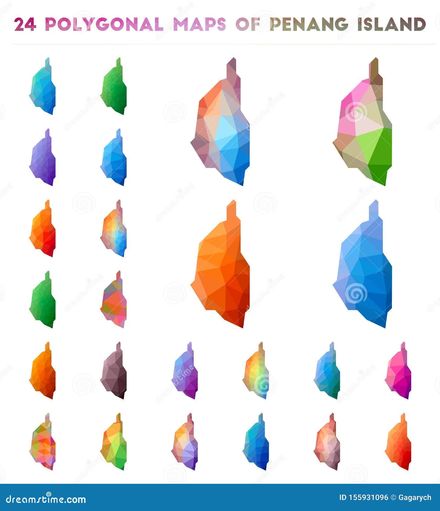 Set of Vector Polygonal Maps of Penang Island. Stock Vector ...