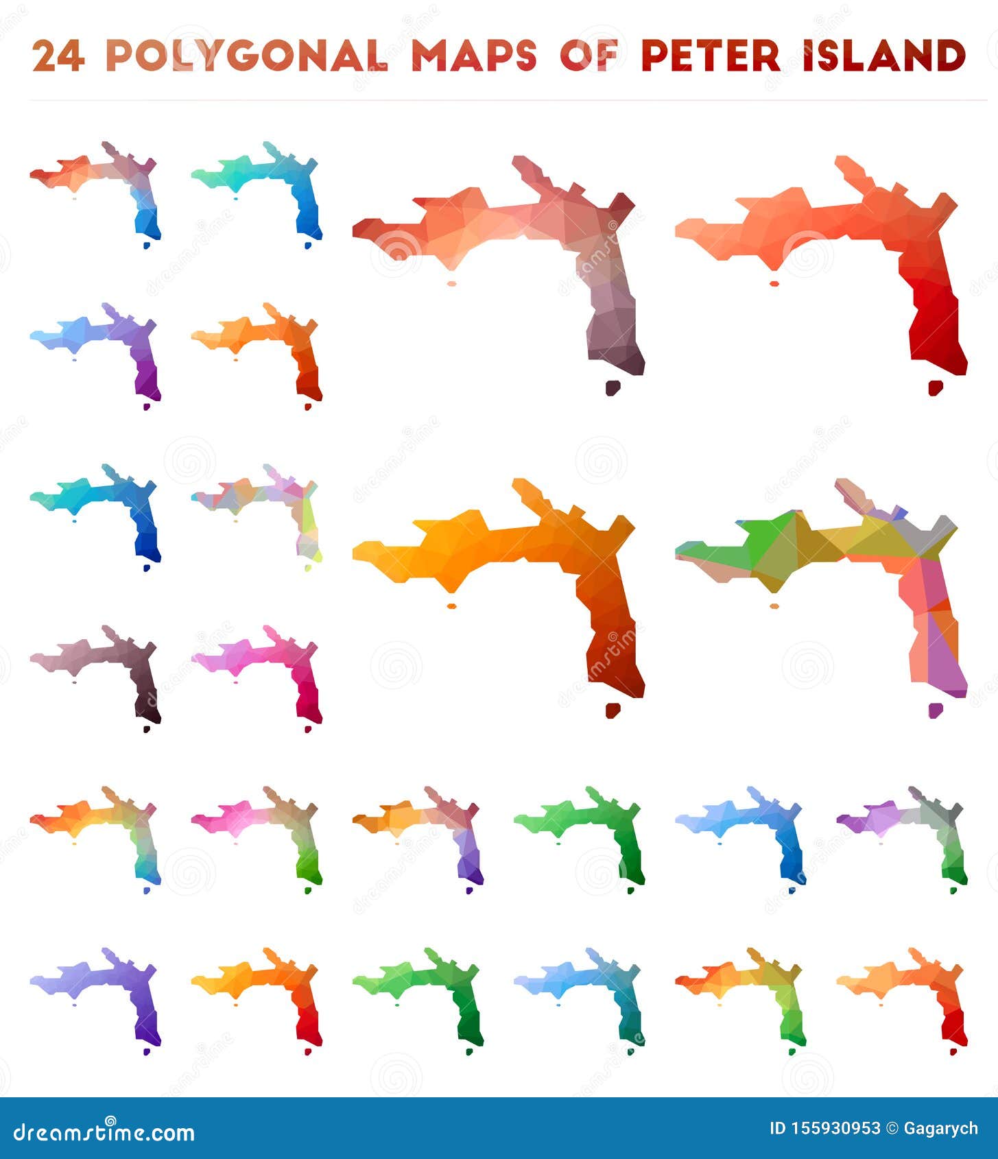 Set of Vector Polygonal Maps of Peter Island. Stock Vector ...