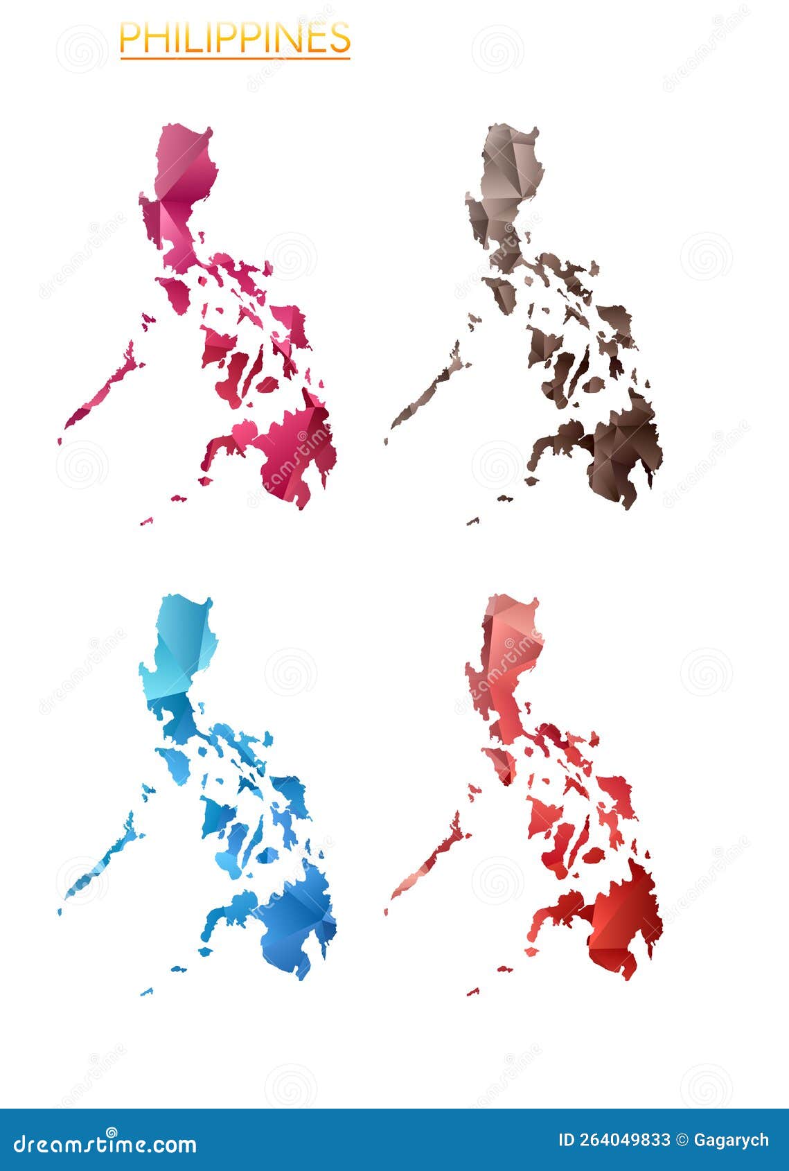 Set of Vector Polygonal Maps of Philippines. Stock Vector ...