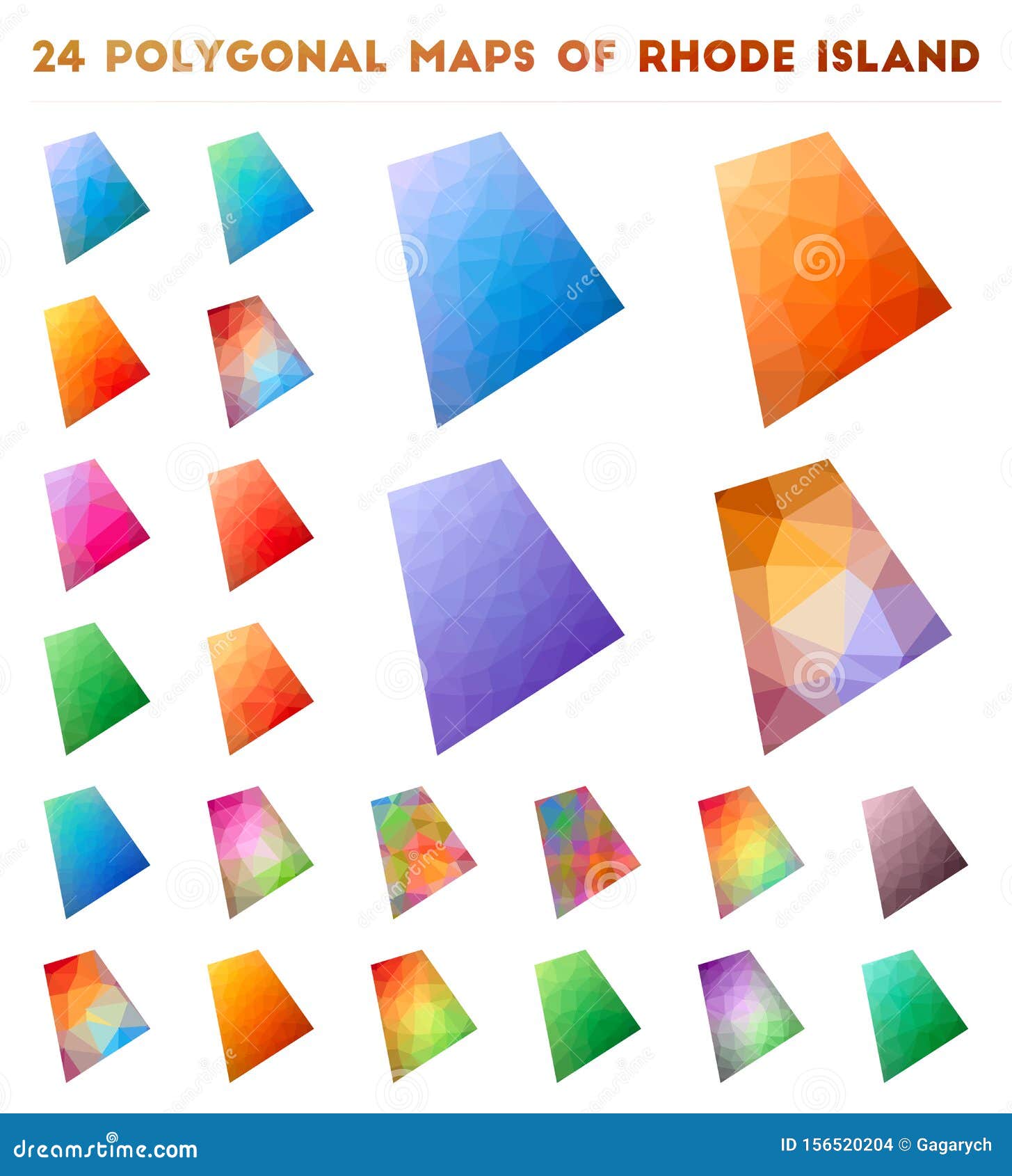 Set of Vector Polygonal Maps of Rhode Island. Stock Vector ...