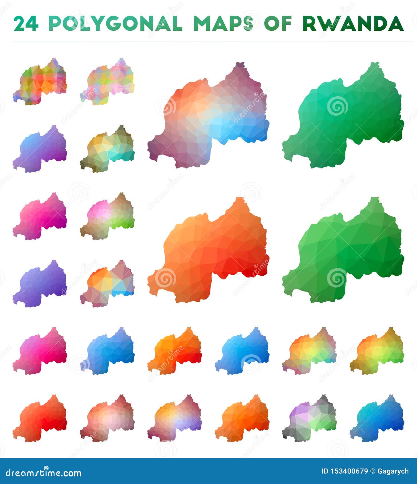 Set of Vector Polygonal Maps of Rwanda. Stock Vector - Illustration of ...