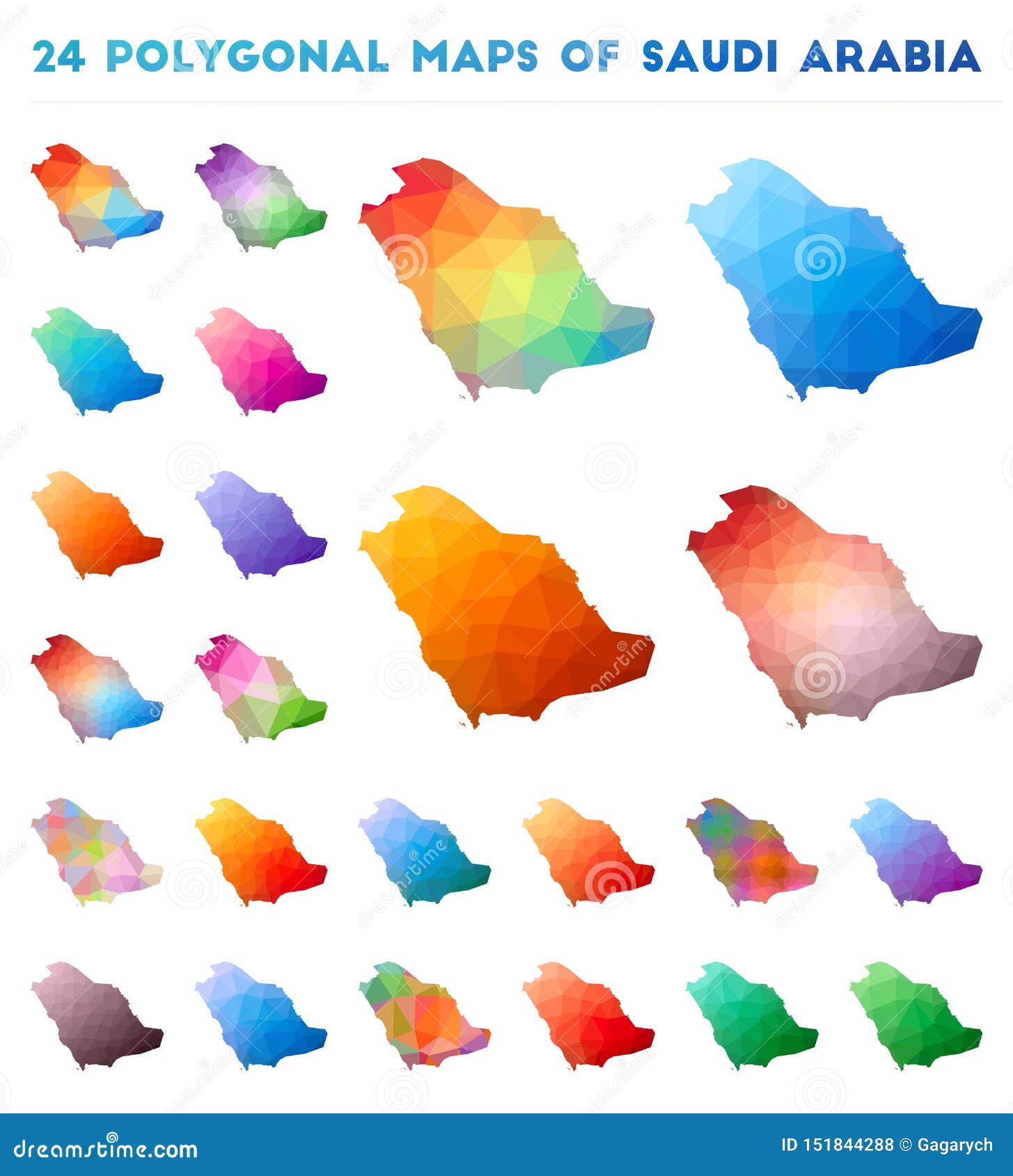 Set of Vector Polygonal Maps of Saudi Arabia. Stock Vector ...