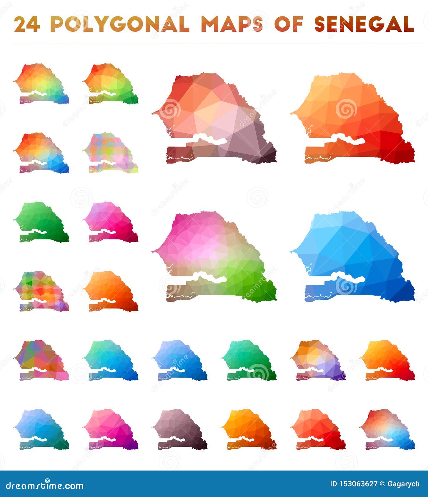Set of Vector Polygonal Maps of Senegal. Stock Vector - Illustration of ...