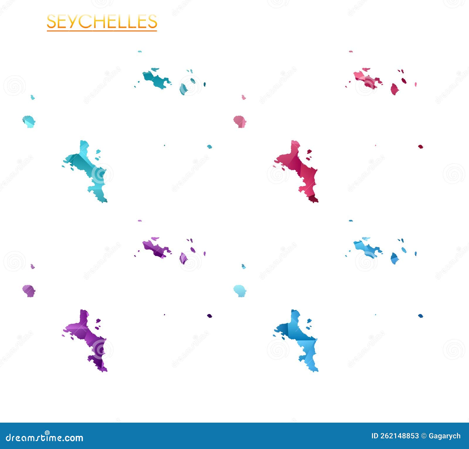 Set of Vector Polygonal Maps of Seychelles. Stock Vector - Illustration ...
