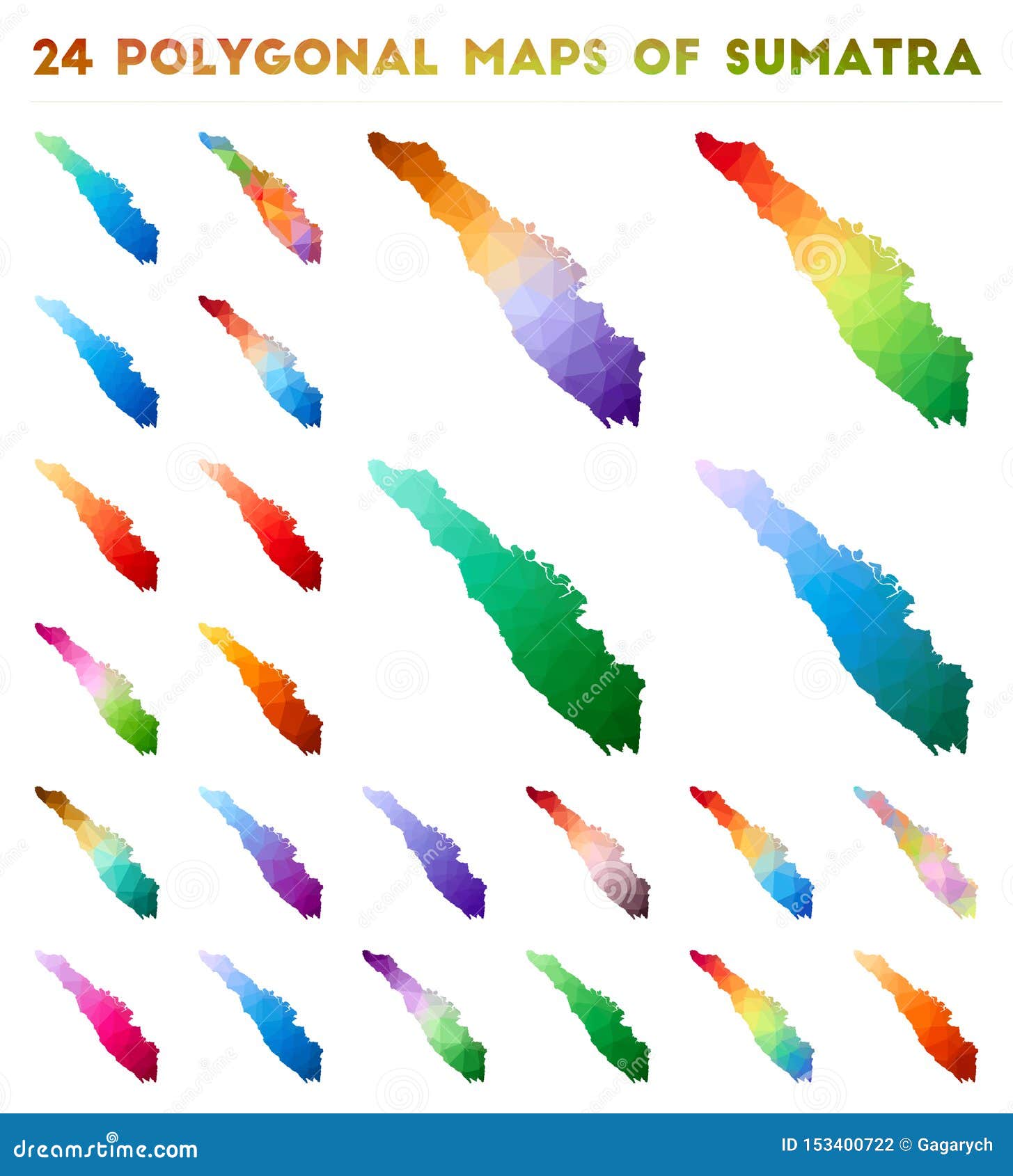 Set of Vector Polygonal Maps of Sumatra. Stock Vector - Illustration of ...