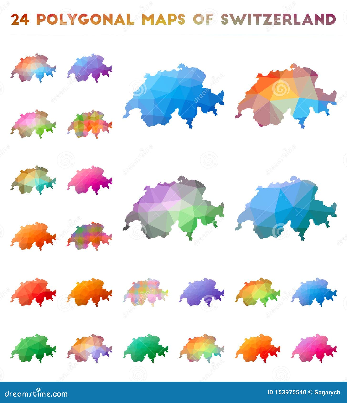 Set of Vector Polygonal Maps of Switzerland. Stock Vector ...
