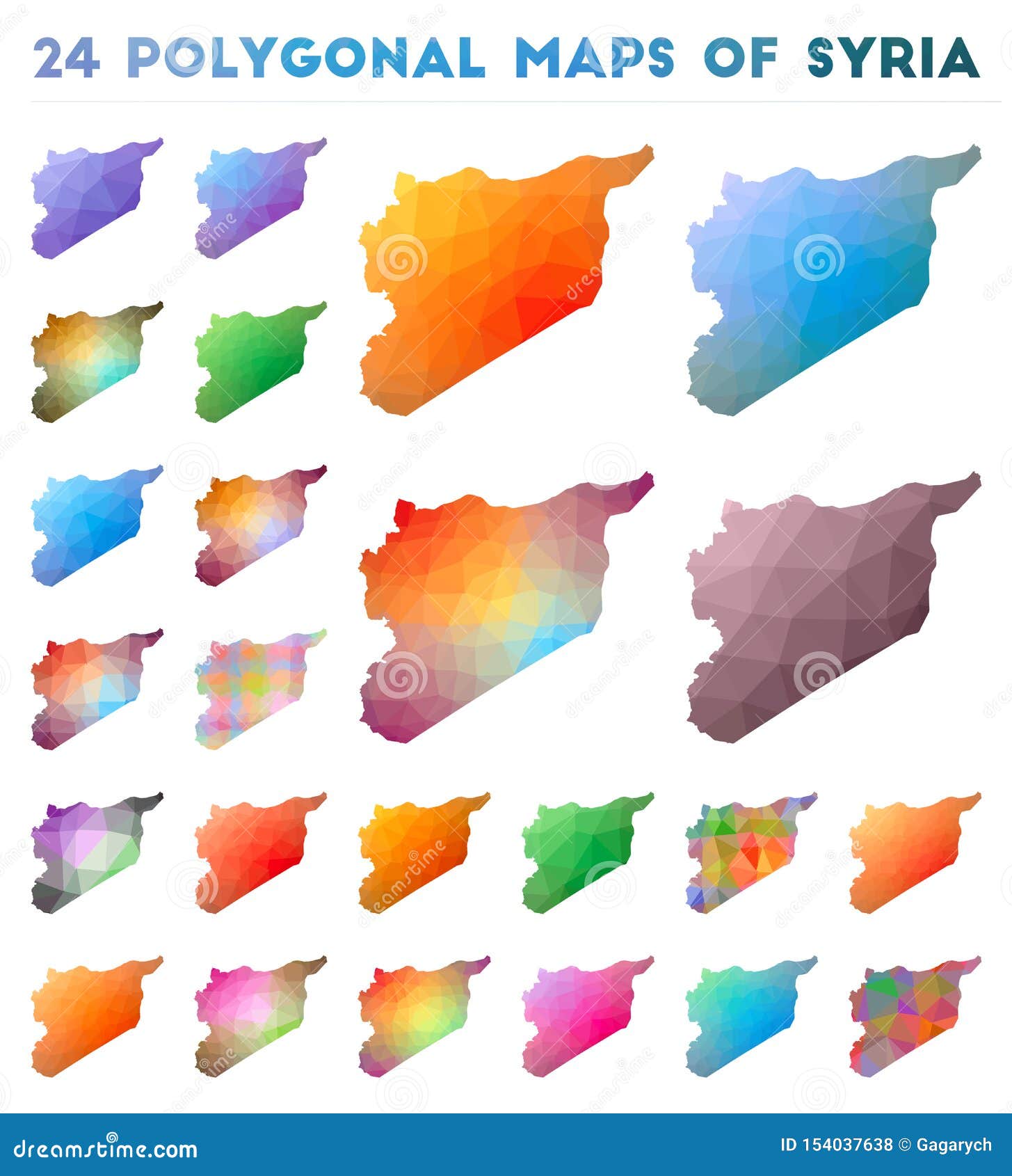 Set of Vector Polygonal Maps of Syria. Stock Vector - Illustration of ...