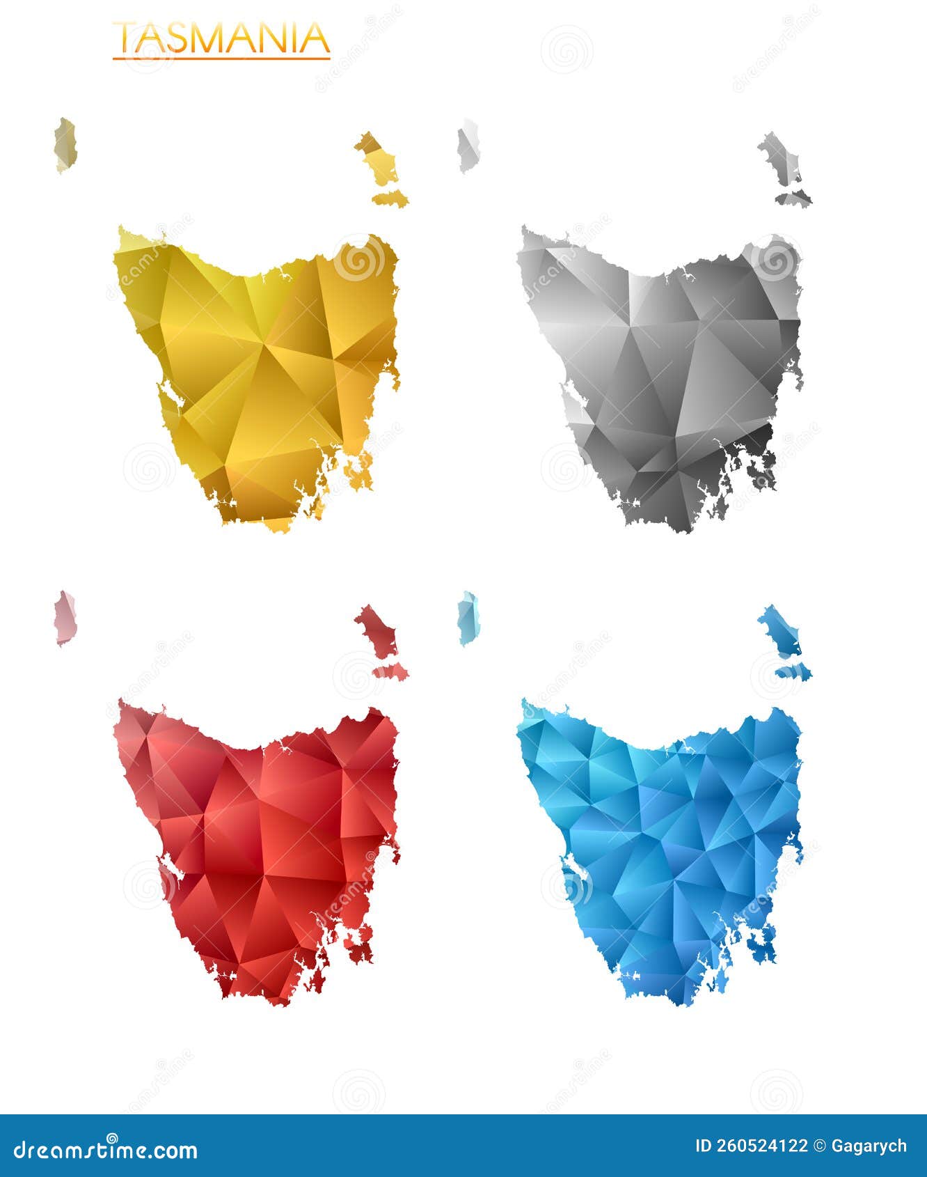 Set of Vector Polygonal Maps of Tasmania. Stock Vector - Illustration ...