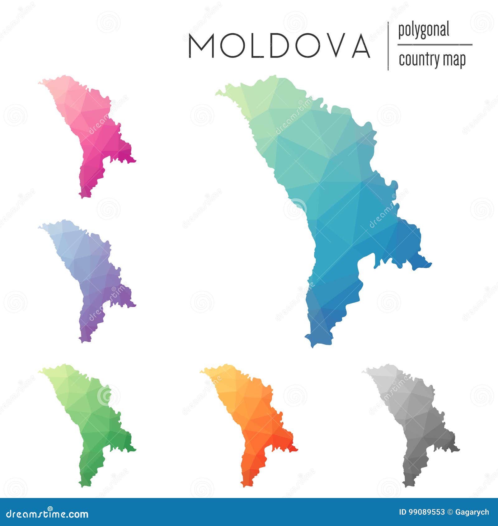 Set of Vector Polygonal Moldova, Republic of Maps. Stock Vector ...