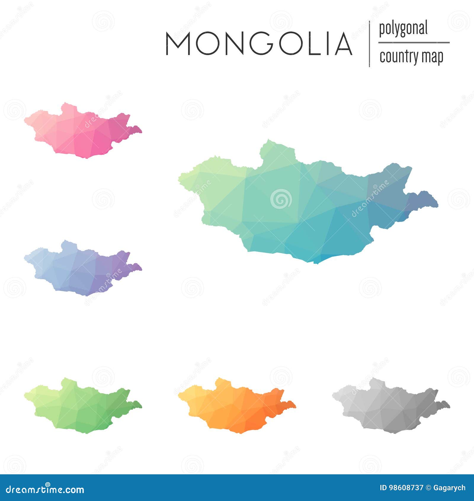 Set of Vector Polygonal Mongolia Maps. Stock Vector - Illustration of ...