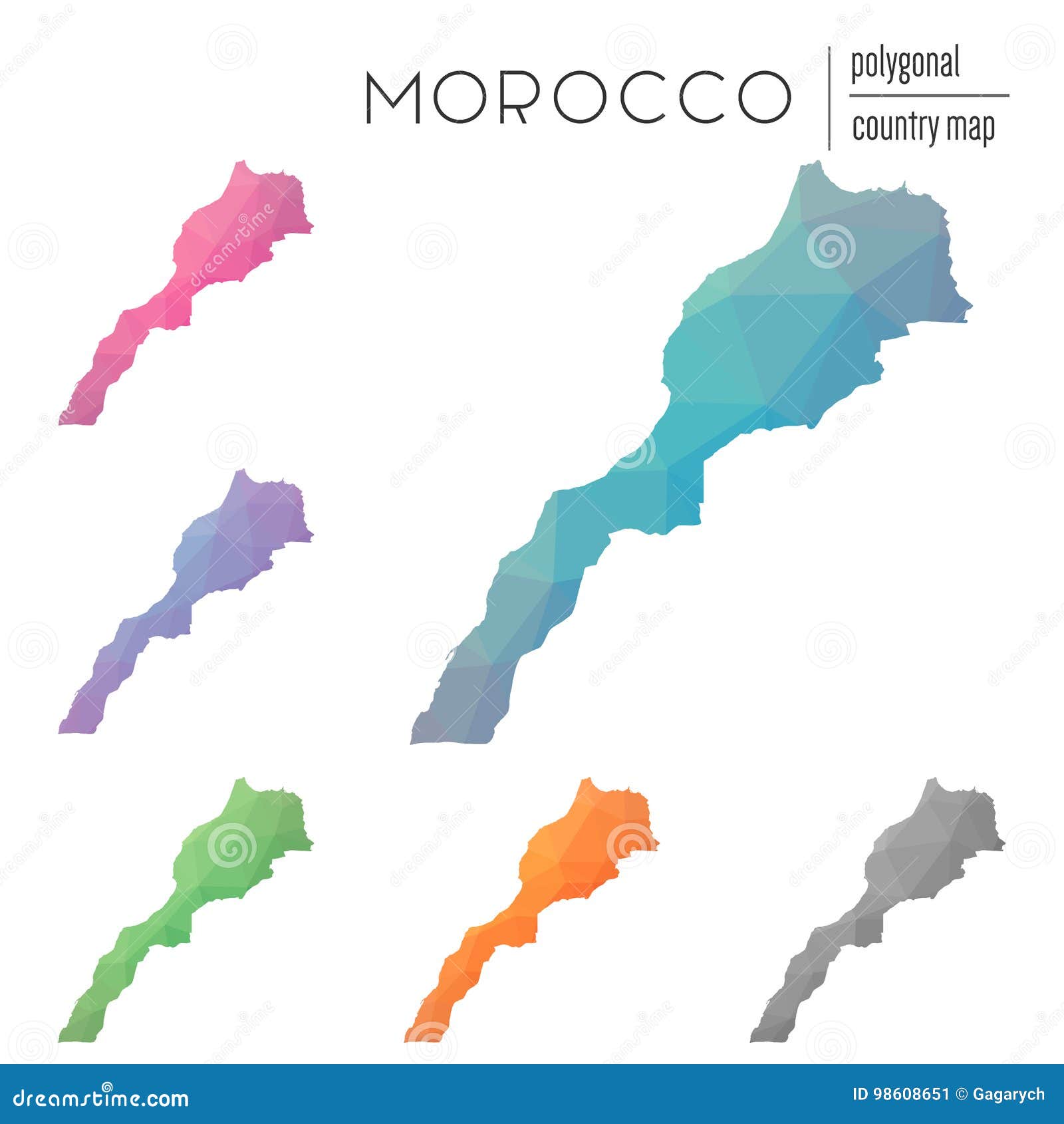 Set of Vector Polygonal Morocco Maps. Stock Vector - Illustration of ...