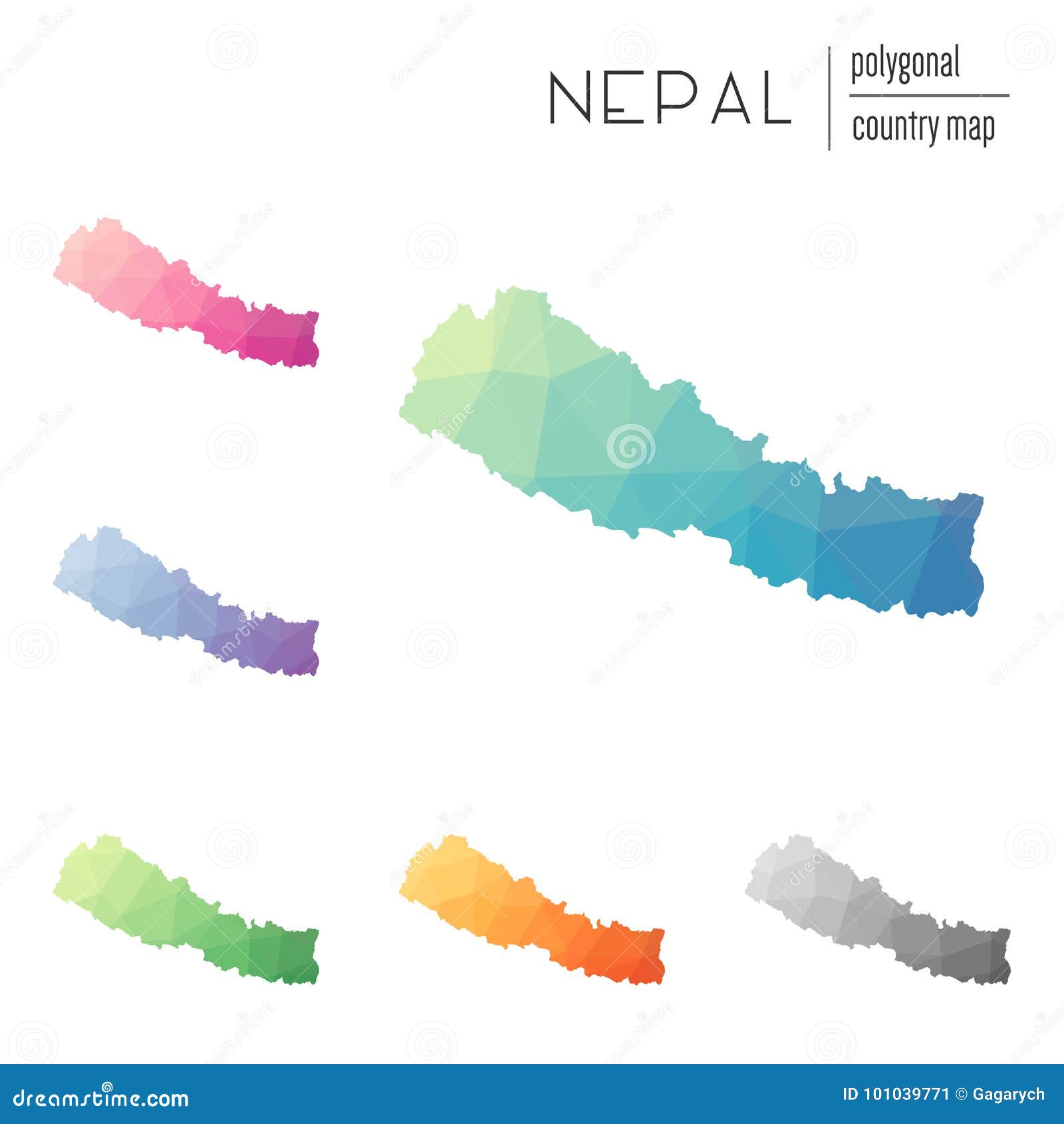 Set of Vector Polygonal Nepal Maps. Stock Vector - Illustration of ...