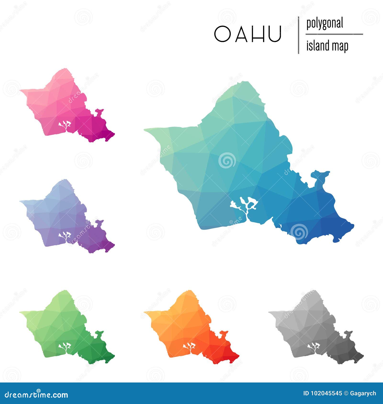 Polygonal Map Of Oahu. Geometric Illustration Of. Cartoon Vector ...