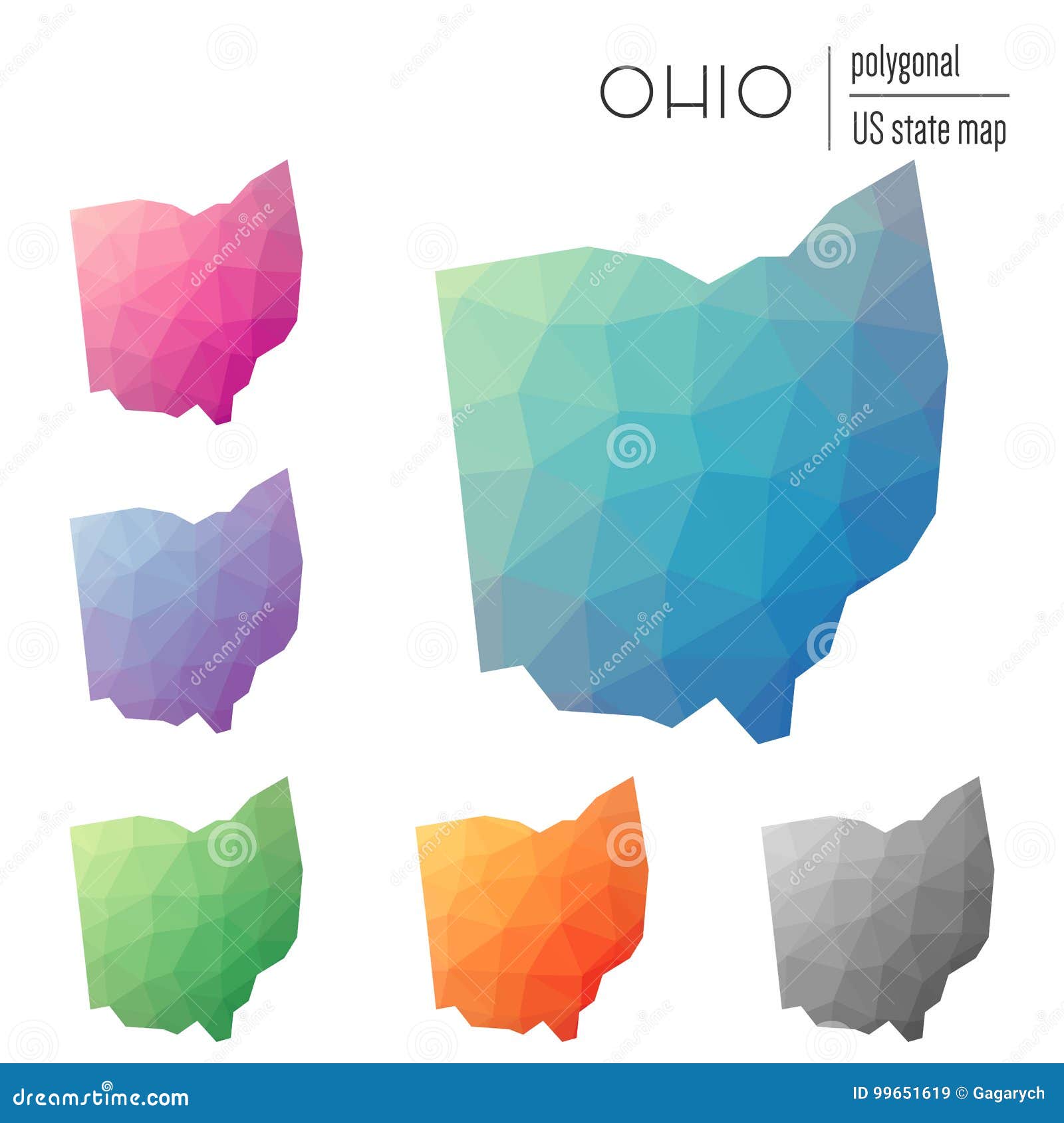 Set of Vector Polygonal Ohio Maps. Stock Vector - Illustration of ...
