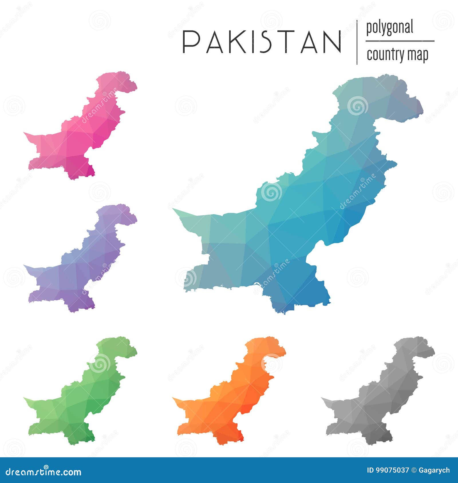 Set of Vector Polygonal Pakistan Maps. Stock Vector - Illustration of ...