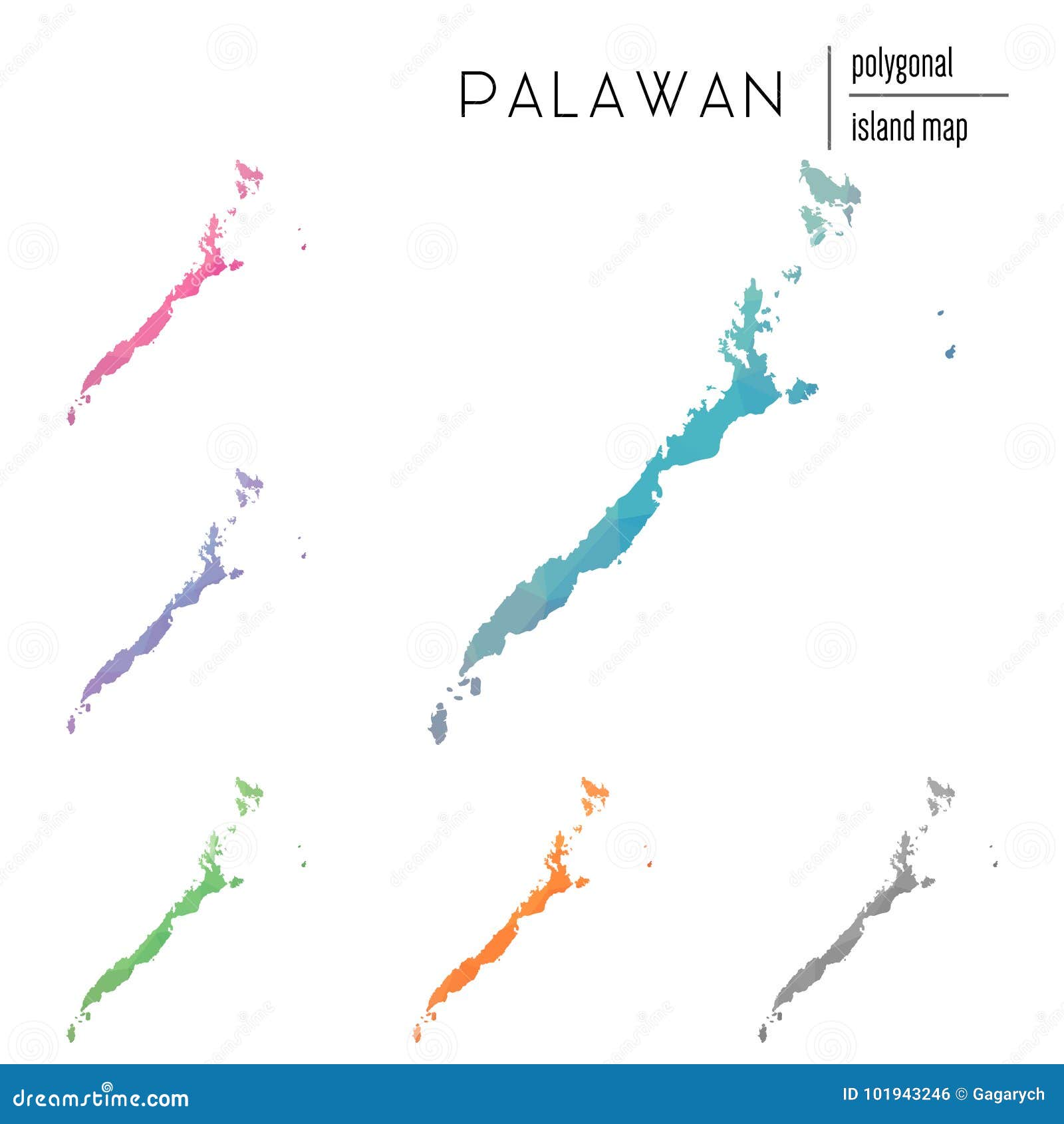 Set of Vector Polygonal Palawan Maps Filled with. Stock Vector ...