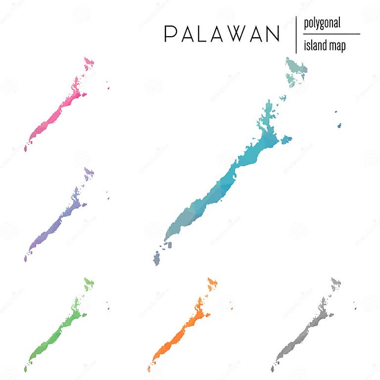 Set of Vector Polygonal Palawan Maps Filled with. Stock Vector ...