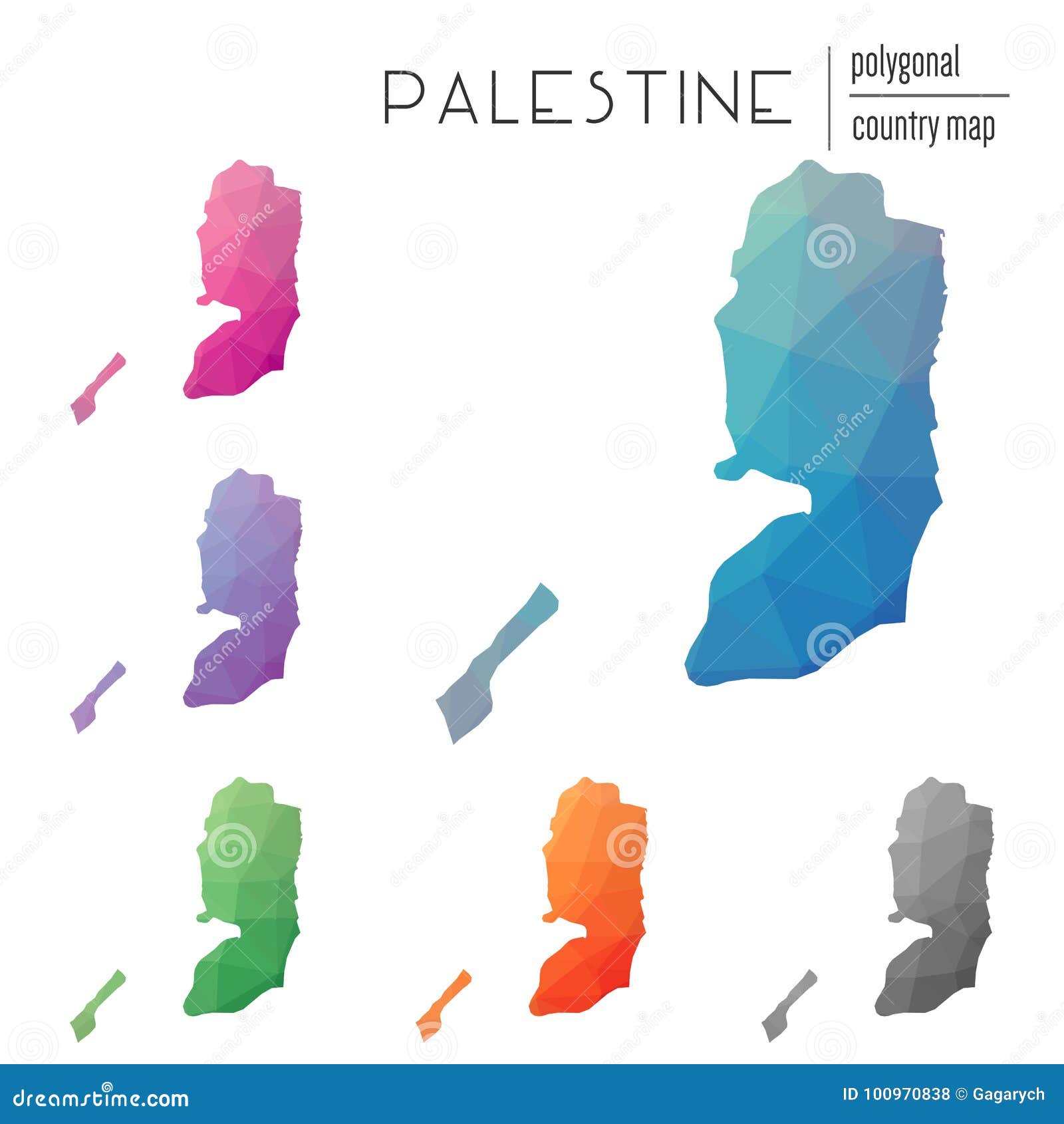 Set of Vector Polygonal Palestine Maps. Stock Vector - Illustration of ...