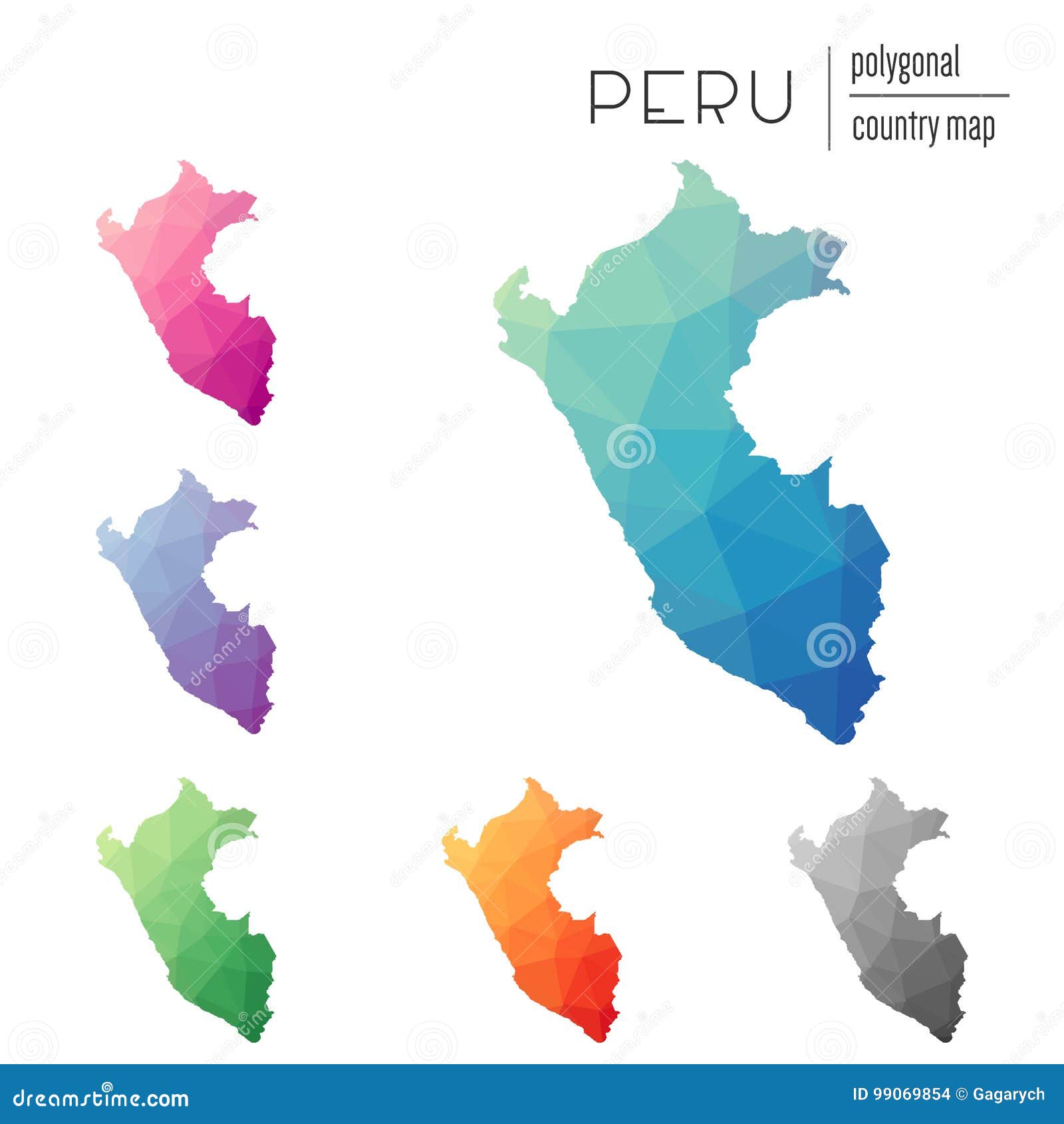 Set of Vector Polygonal Peru Maps. Stock Vector - Illustration of ...