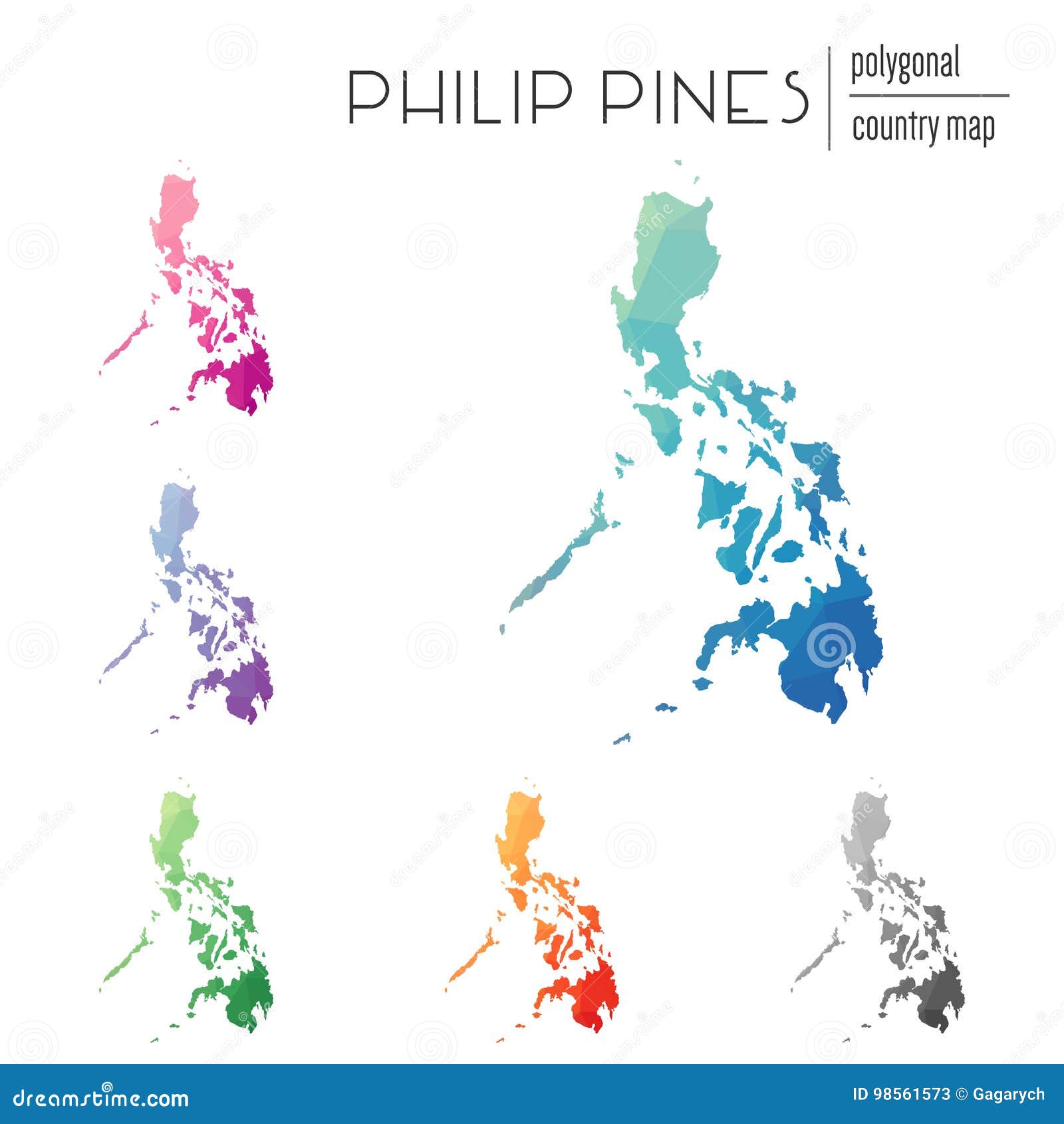 Set of Vector Polygonal Philippines Maps. Stock Vector - Illustration ...