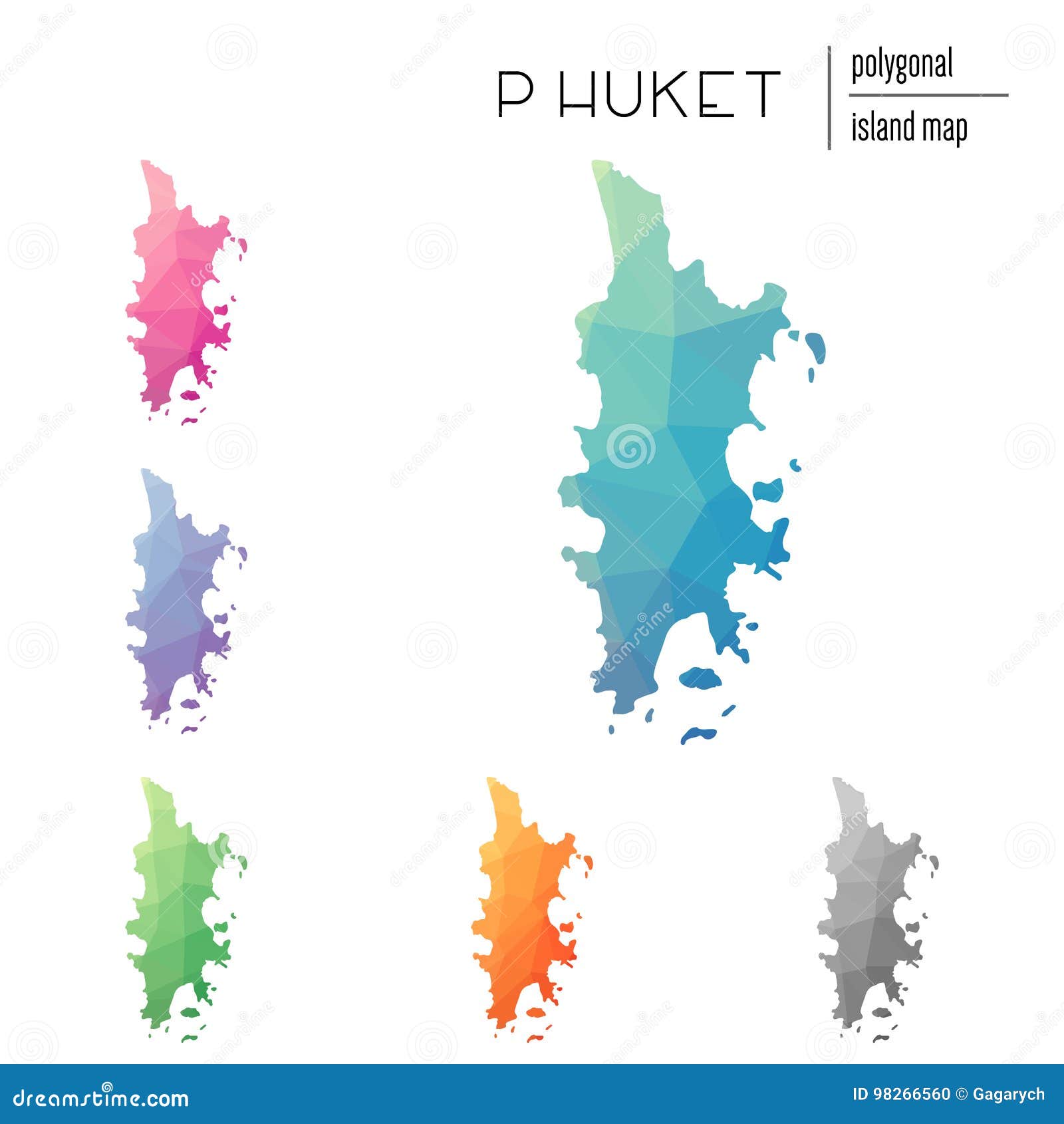 Set of Vector Polygonal Phuket Maps Filled with. Stock Vector ...