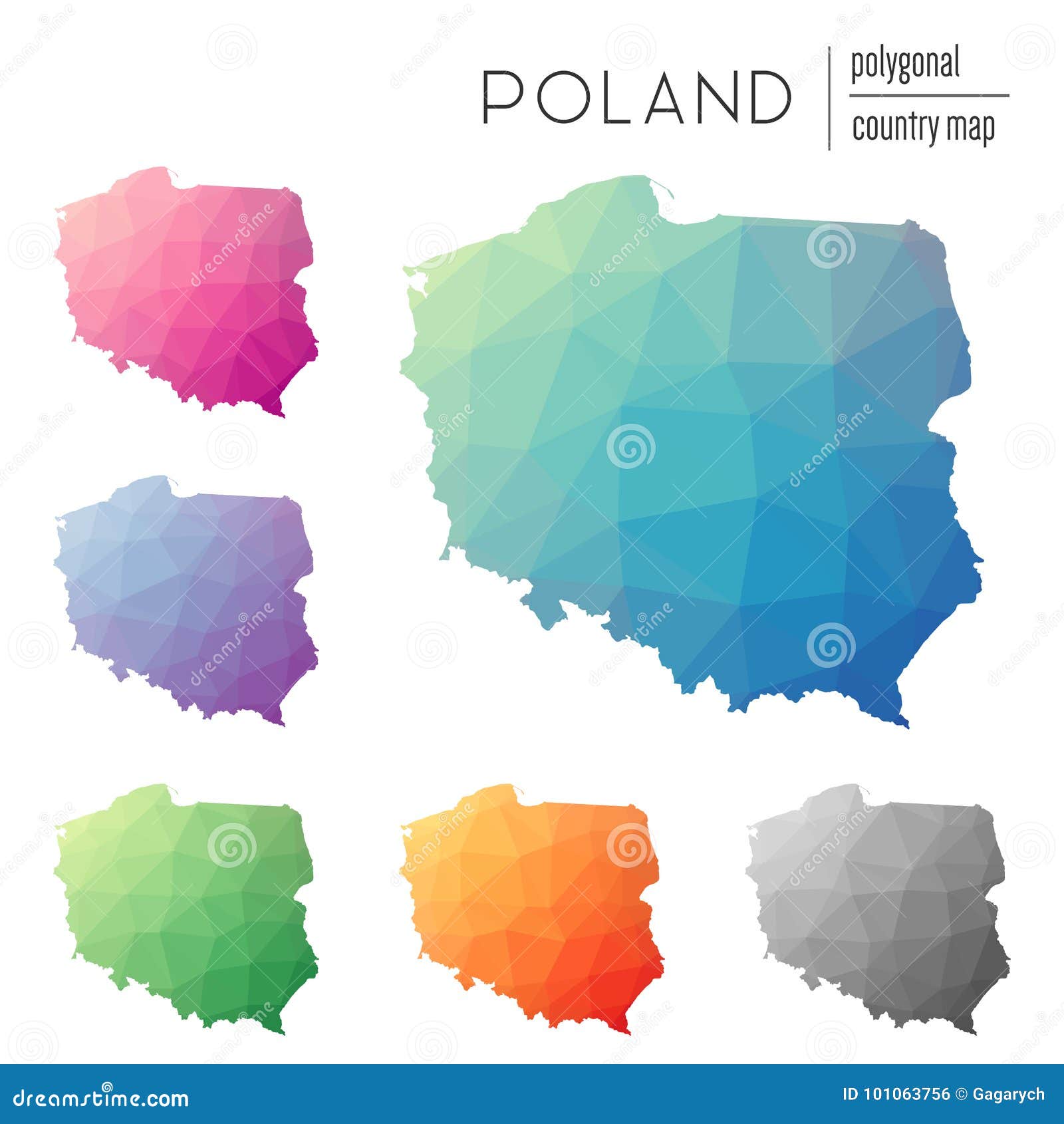 Set of Vector Polygonal Poland Maps. Stock Vector - Illustration of ...