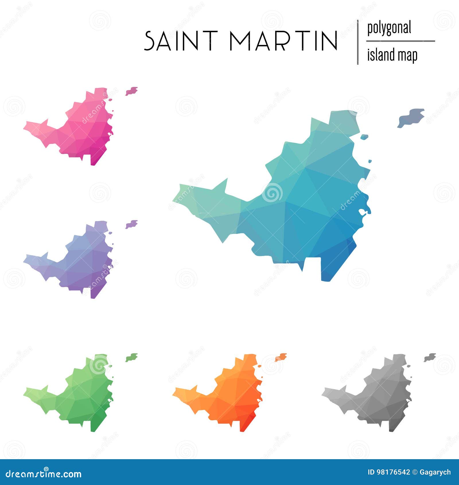 Set of Vector Polygonal Saint Martin Maps Filled. Stock Vector ...