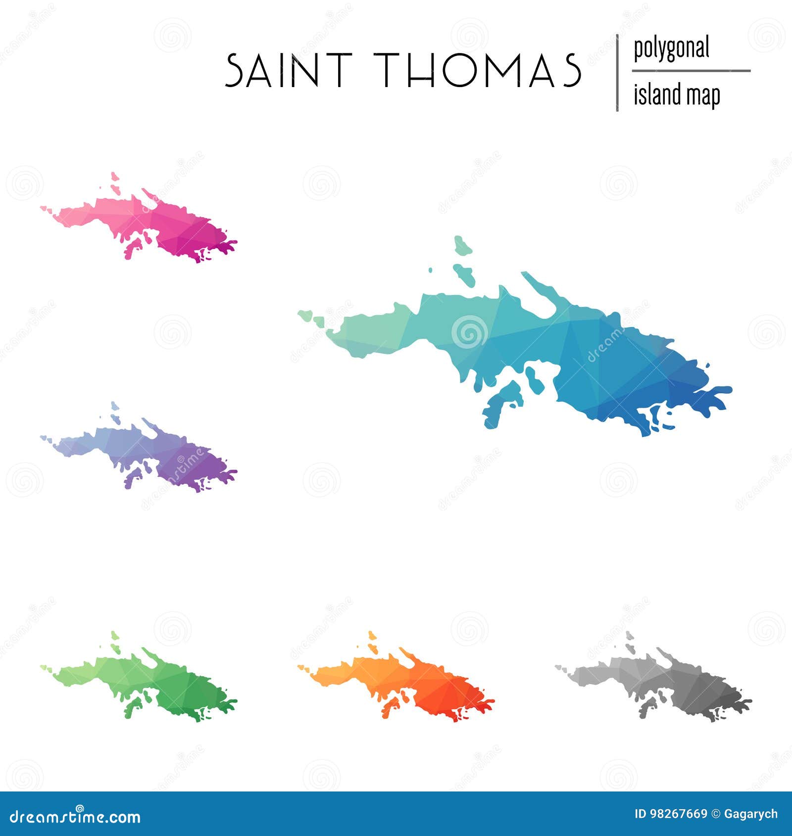 Set of Vector Polygonal Saint Thomas Maps Filled. Stock Vector ...