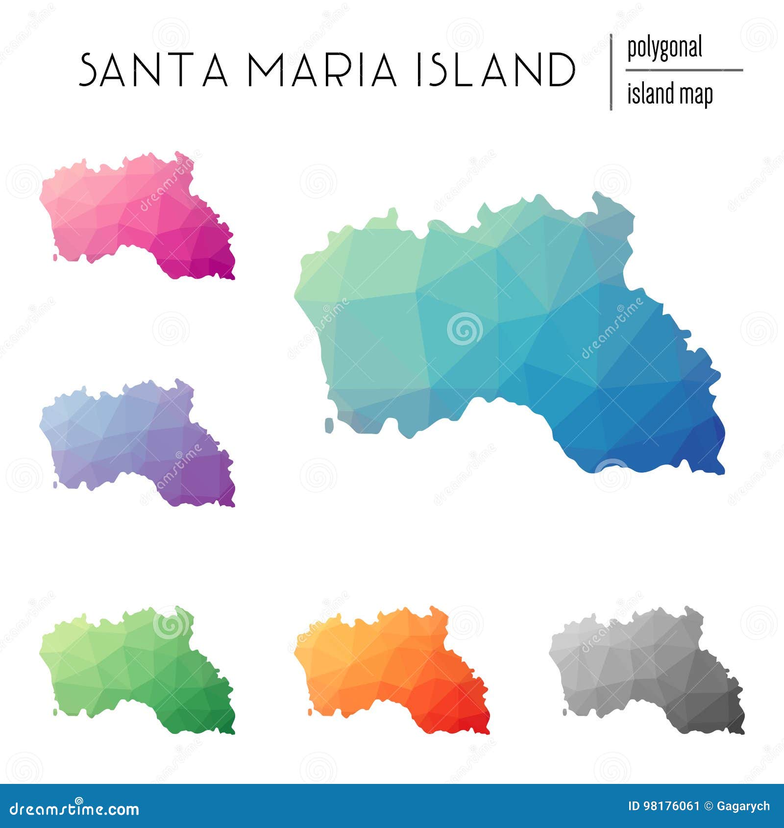 Set of Vector Polygonal Santa Maria Island Maps. Stock Vector ...