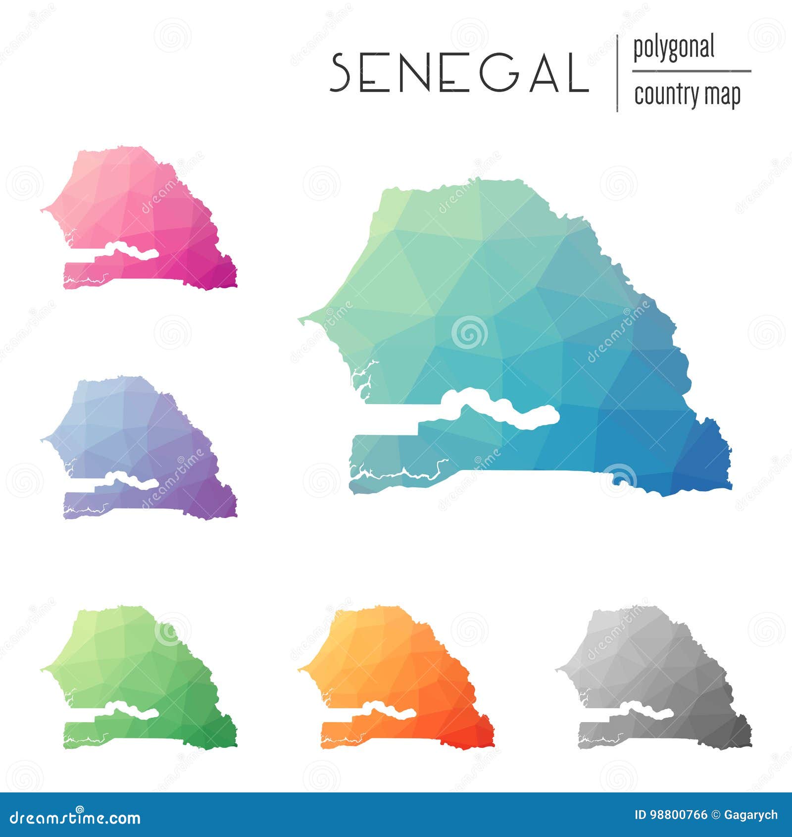 Set of Vector Polygonal Senegal Maps. Stock Vector - Illustration of ...