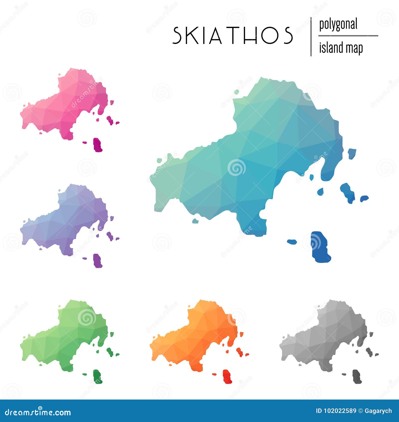 Set of Vector Polygonal Skiathos Maps Filled with. Stock Vector ...