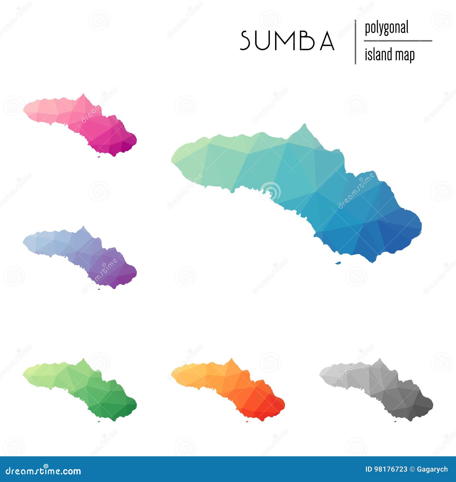 Set of Vector Polygonal Sumba Maps Filled . Stock Vector - Illustration ...