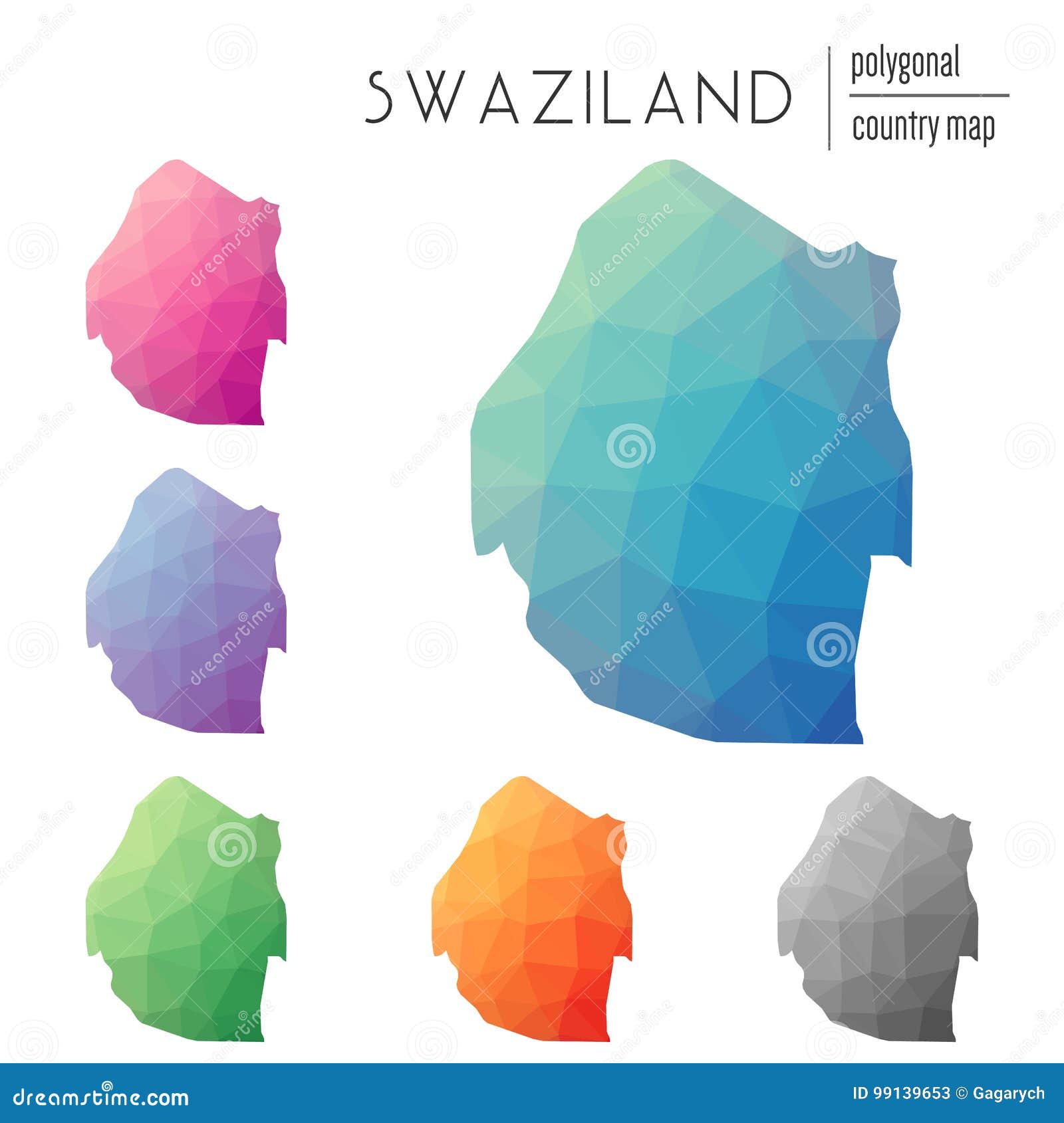 Set of Vector Polygonal Swaziland Maps. Stock Vector - Illustration of ...