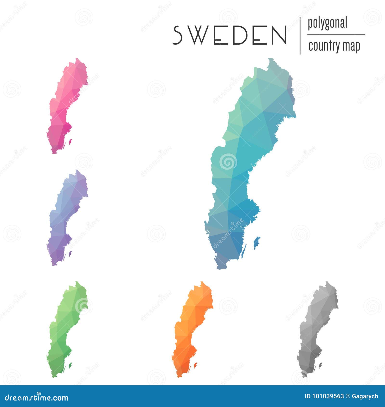 Set of Vector Polygonal Sweden Maps. Stock Vector - Illustration of ...