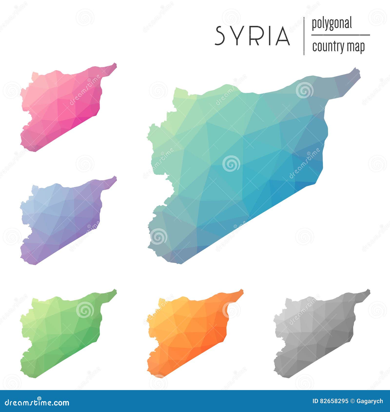 Set of Vector Polygonal Syrian Arab Republic Maps. Stock Vector ...