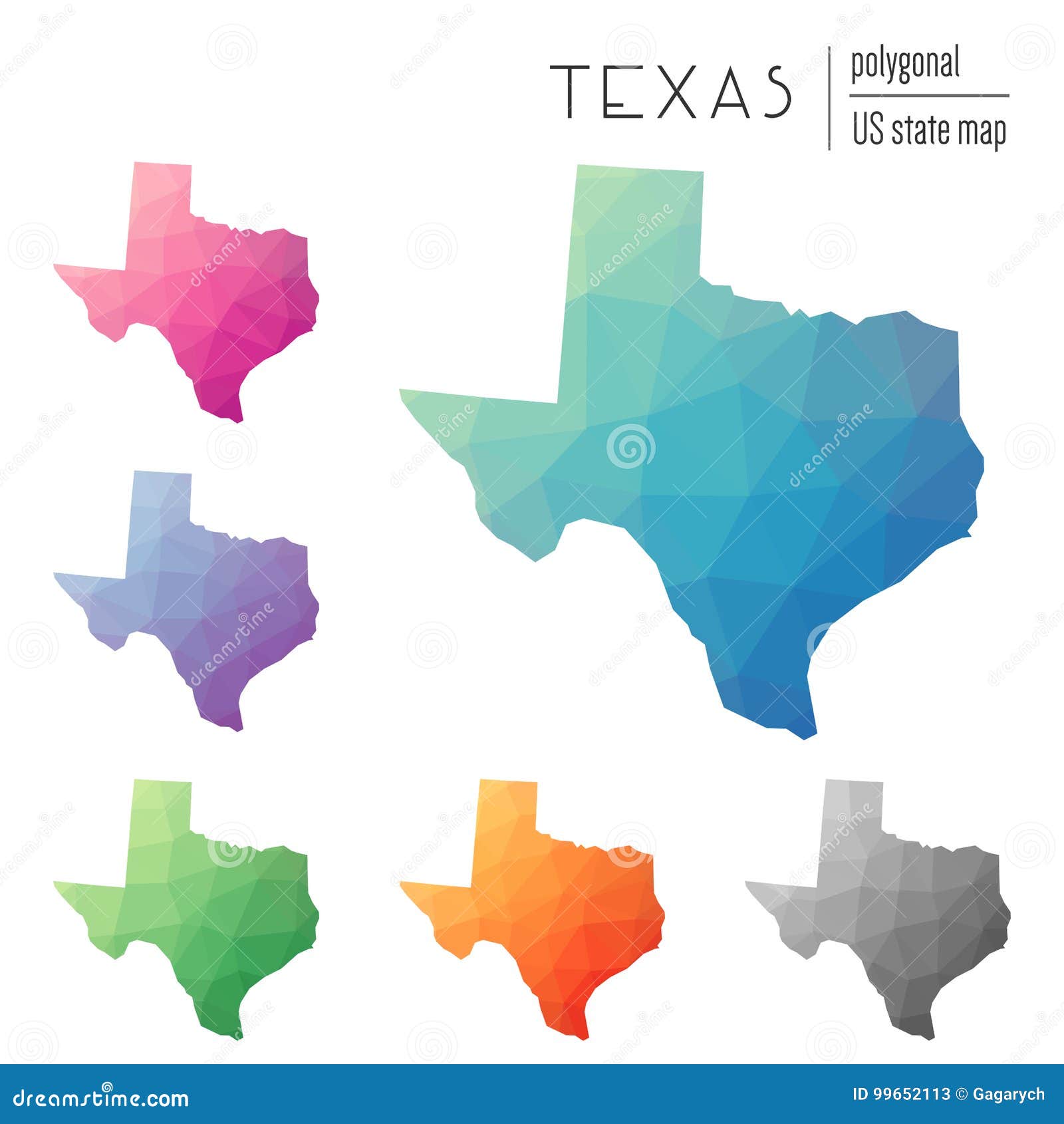 Set of Vector Polygonal Texas Maps. Stock Vector - Illustration of pack ...