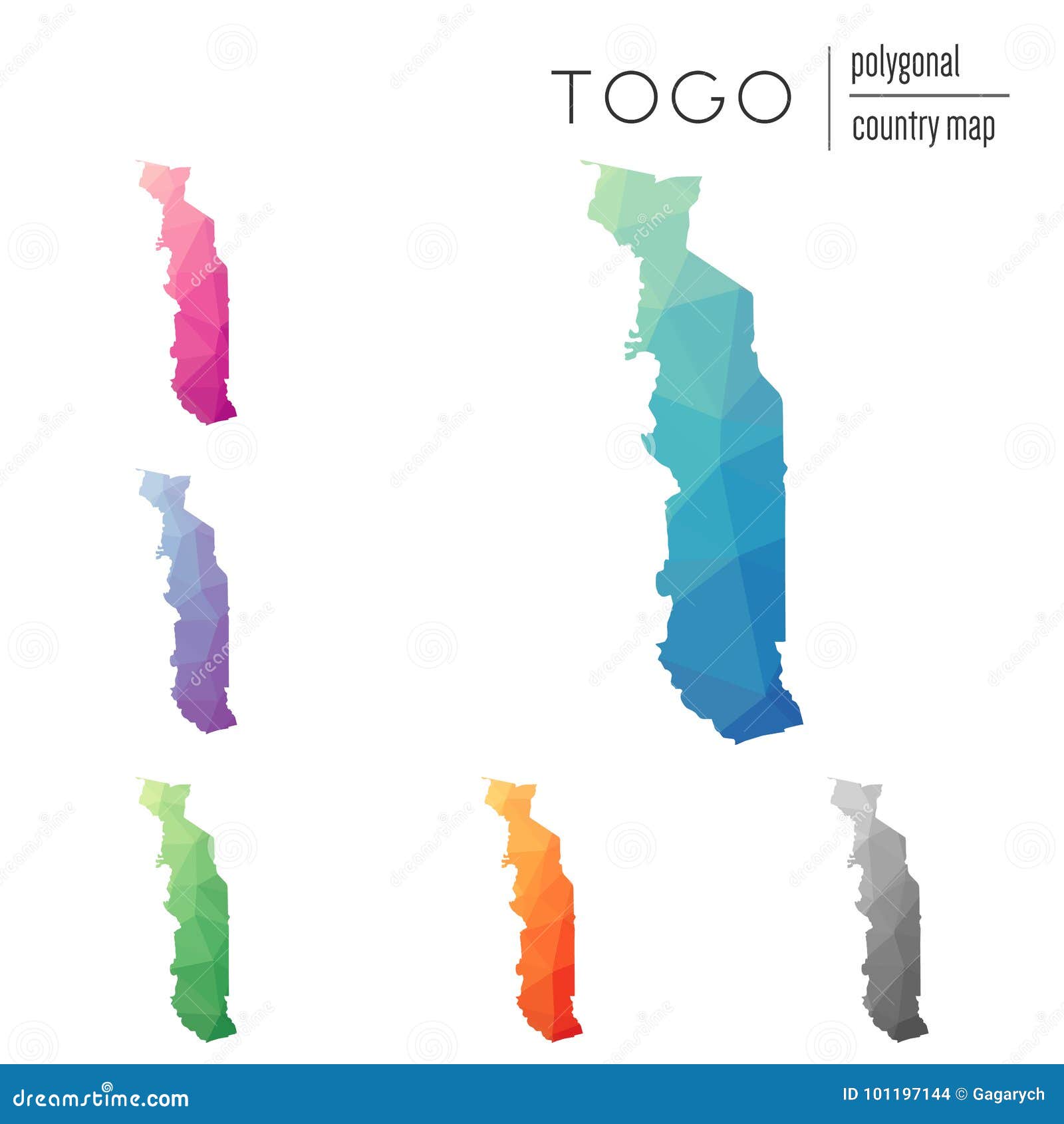 Set of Vector Polygonal Togo Maps. Stock Vector - Illustration of land ...