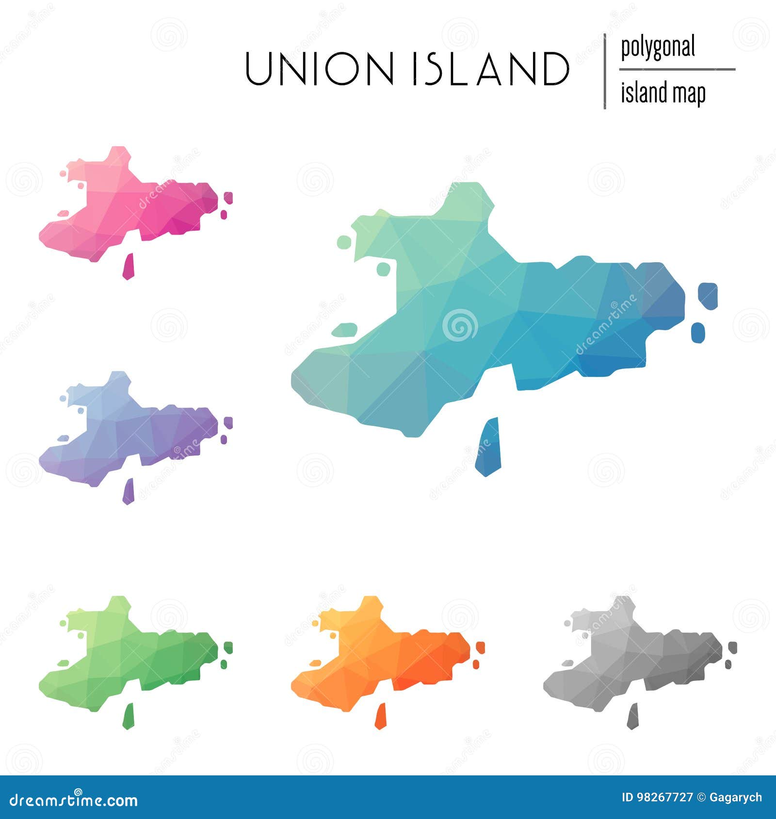 Set of Vector Polygonal Union Island Maps Filled. Stock Vector ...