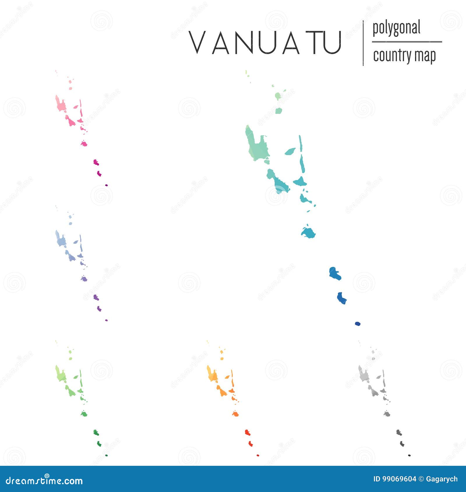 Set of Vector Polygonal Vanuatu Maps. Stock Vector - Illustration of ...
