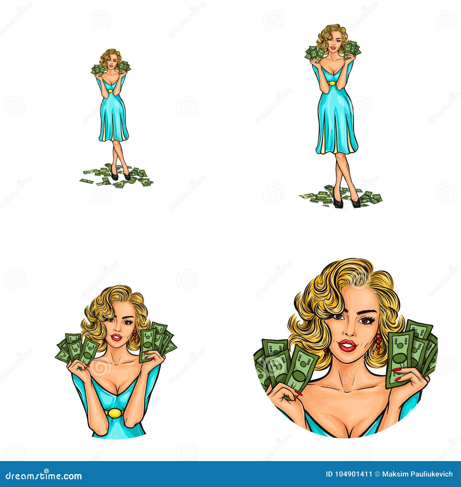 Set Of Vector Pop Art Round Avatar Icons For Users Of Social Networking