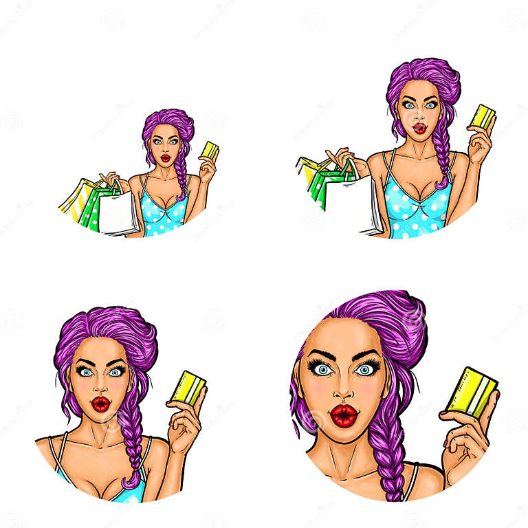 Set Of Vector Pop Art Round Avatar Icons For Users Of Social Networking
