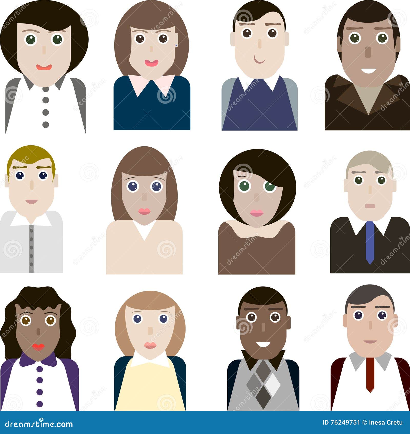 Set of Vector Portraits of Female and Male Office Workers Stock ...