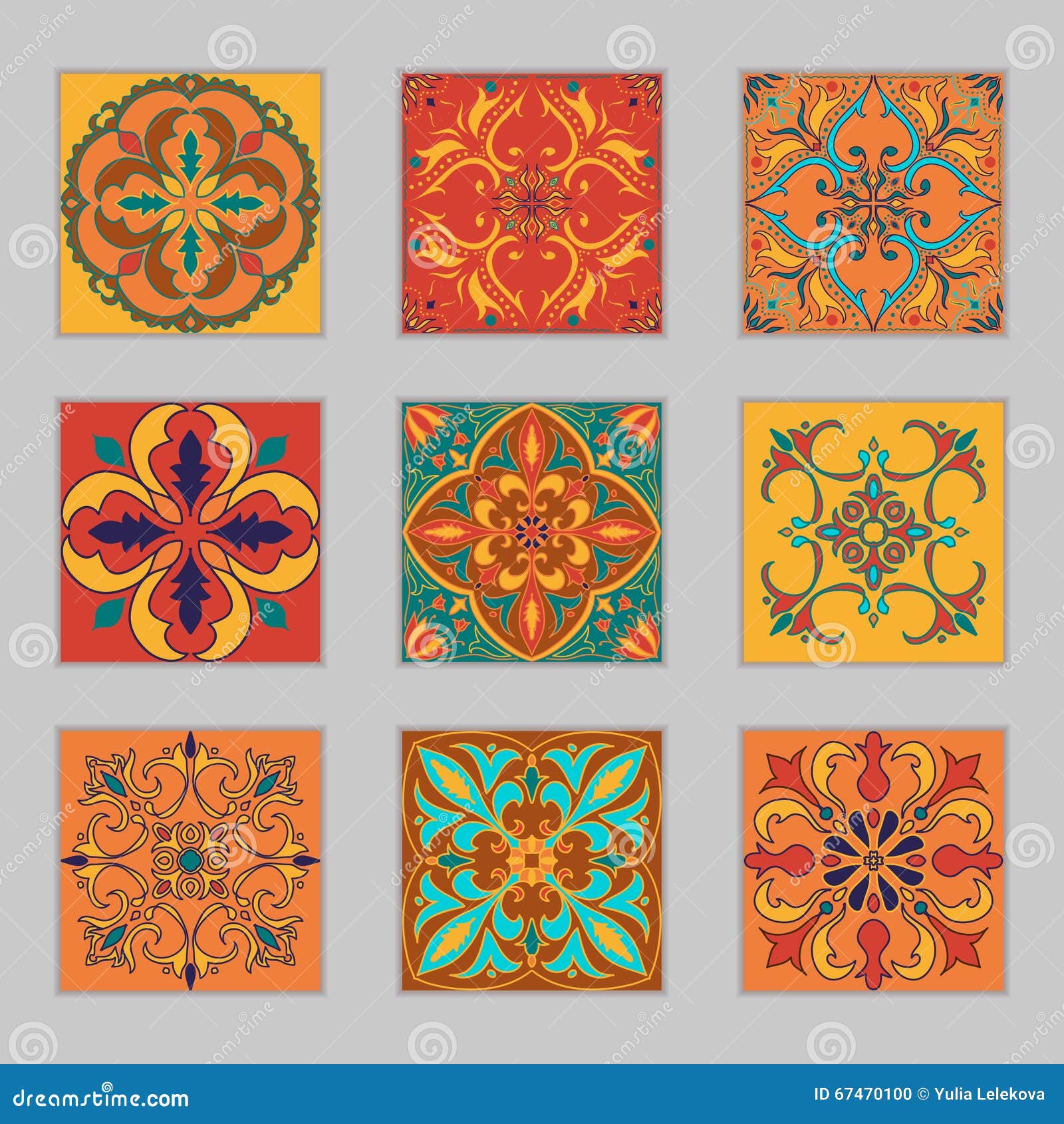 Vector Set Of Portuguese Tiles. Collection Of Colored Patterns For ...