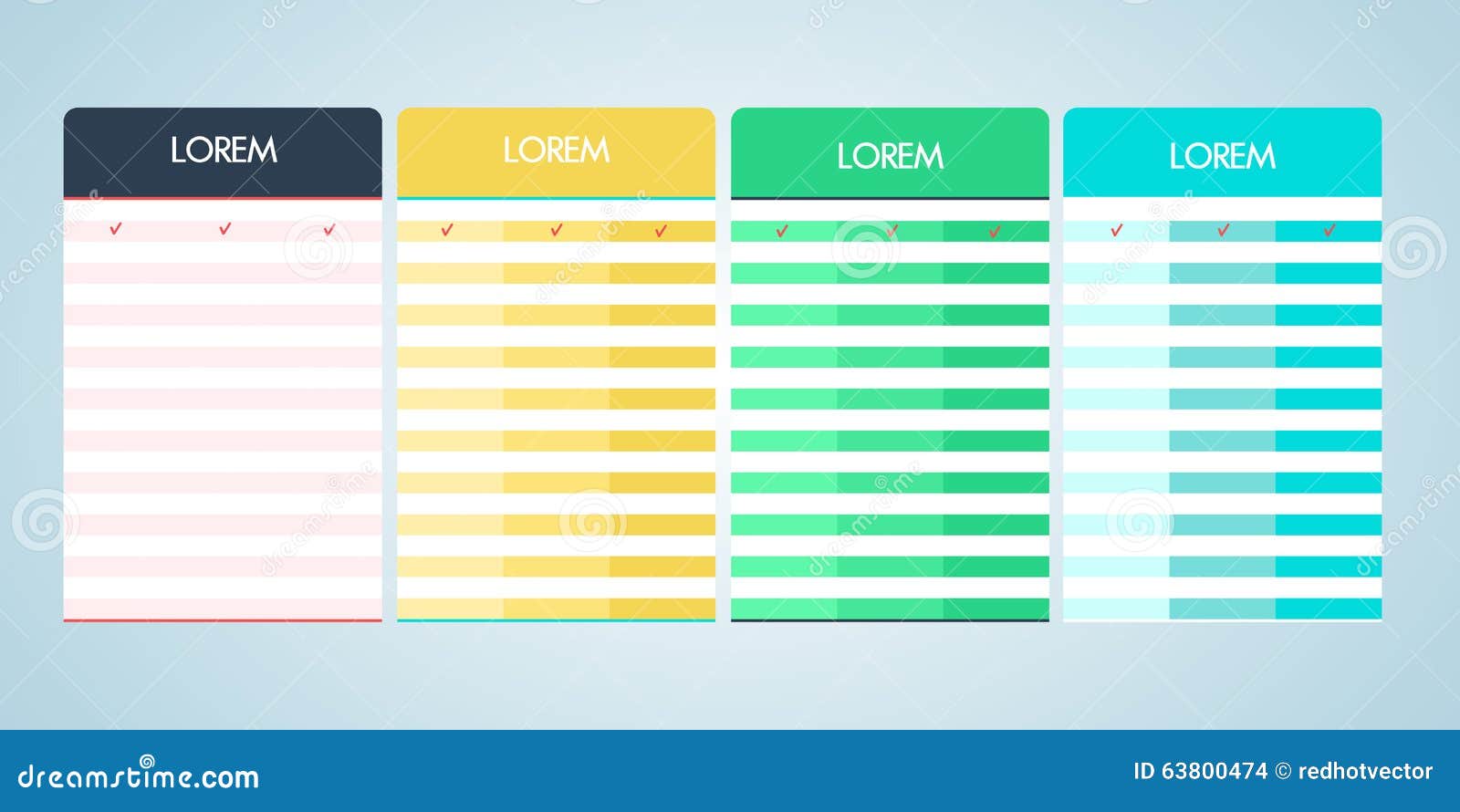 Set of Vector Pricing Table in Flat Design Stock Vector - Illustration ...