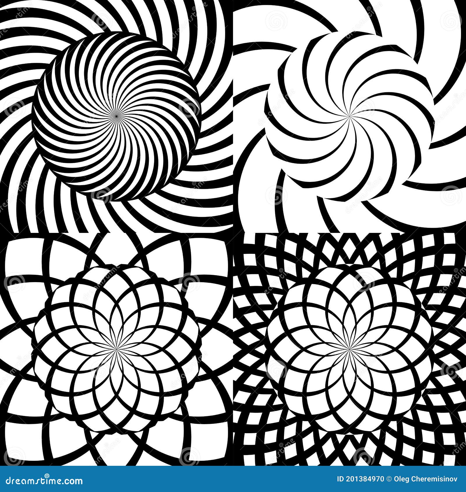 Set of Vector Psychedelic Spiral Patterns. Stock Vector - Illustration ...