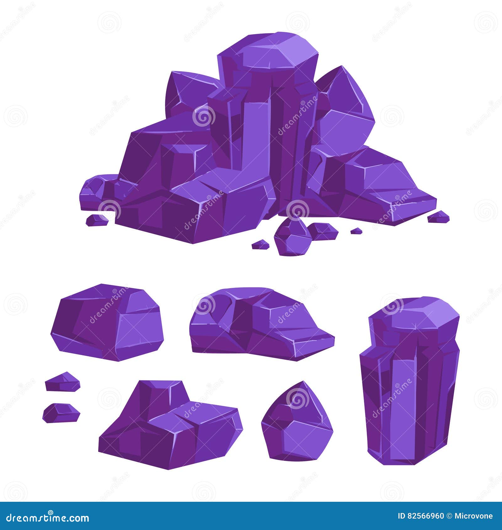 Set of Vector Purple Crystals White Background Stock Vector ...