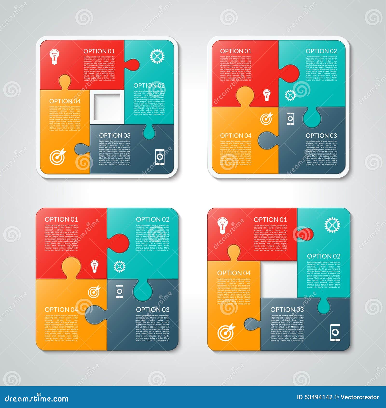 Set of Vector Puzzle Infographic Templates. Stock Vector - Illustration ...